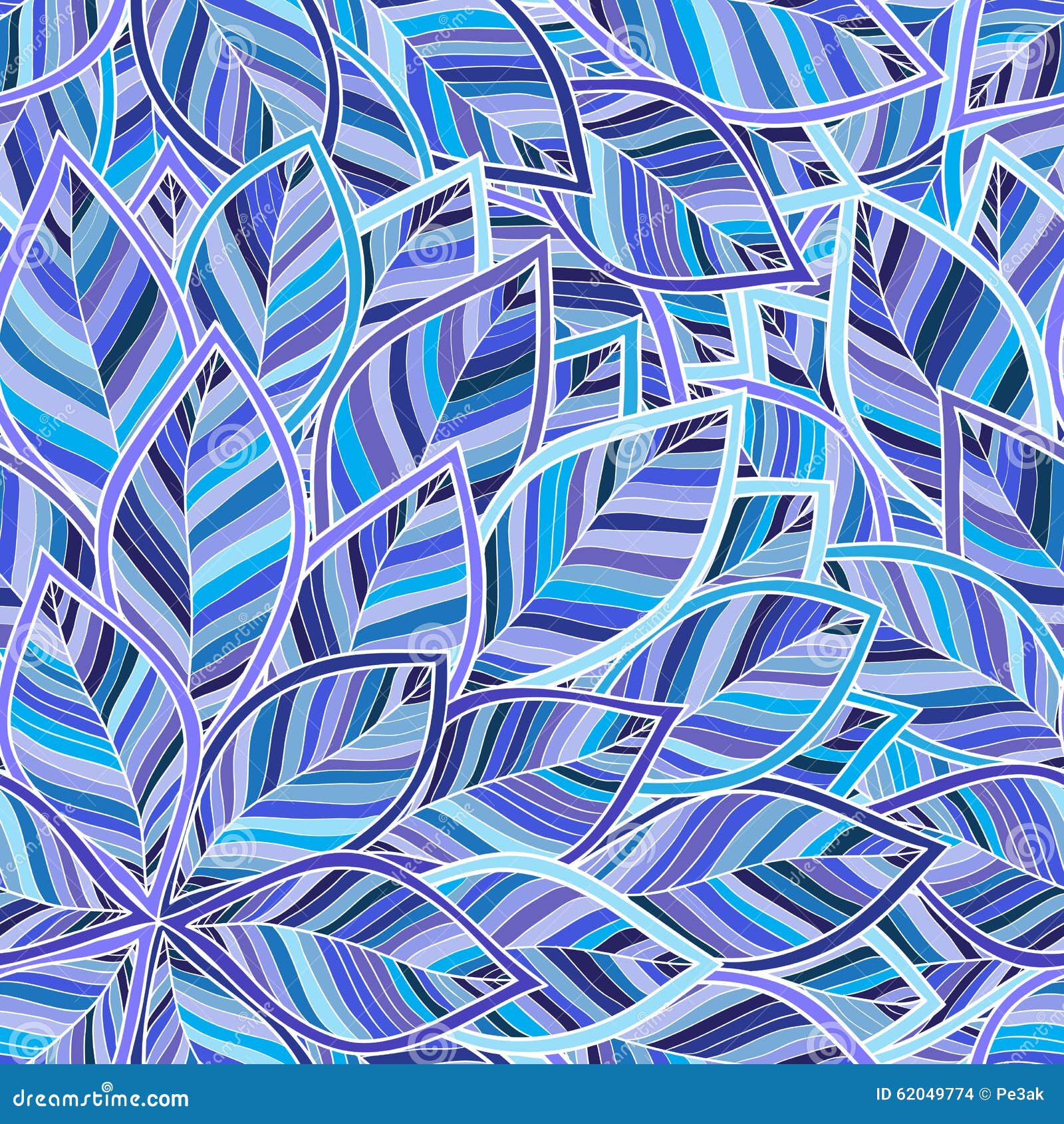 Blue Leaves on a Blue Background Vector Seamless Pattern Stock Vector ...