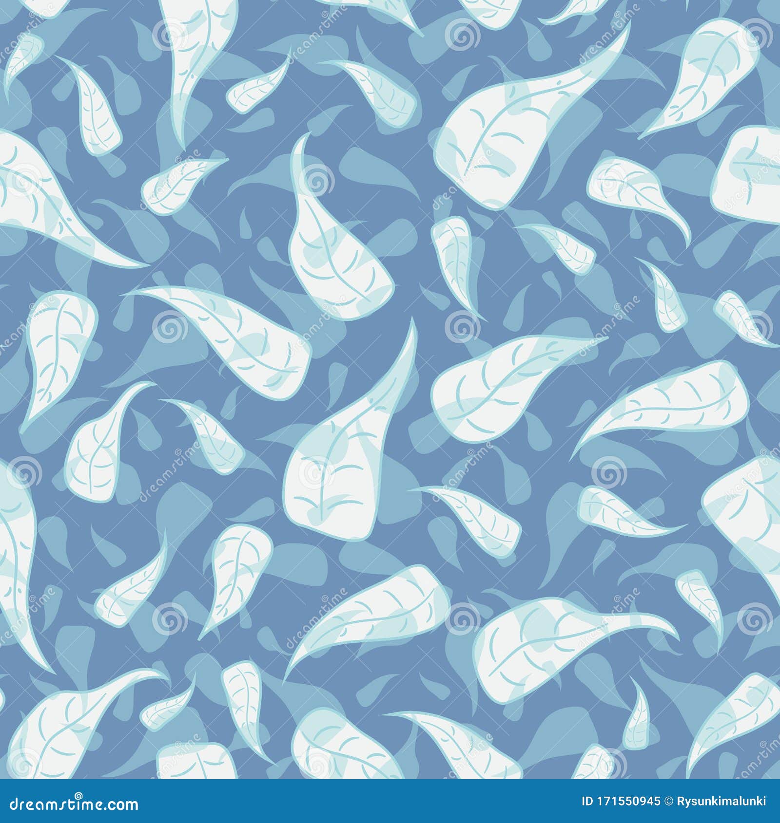 Blue Leaves Floating on Calm Water Seamless Vector Pattern Stock Vector ...