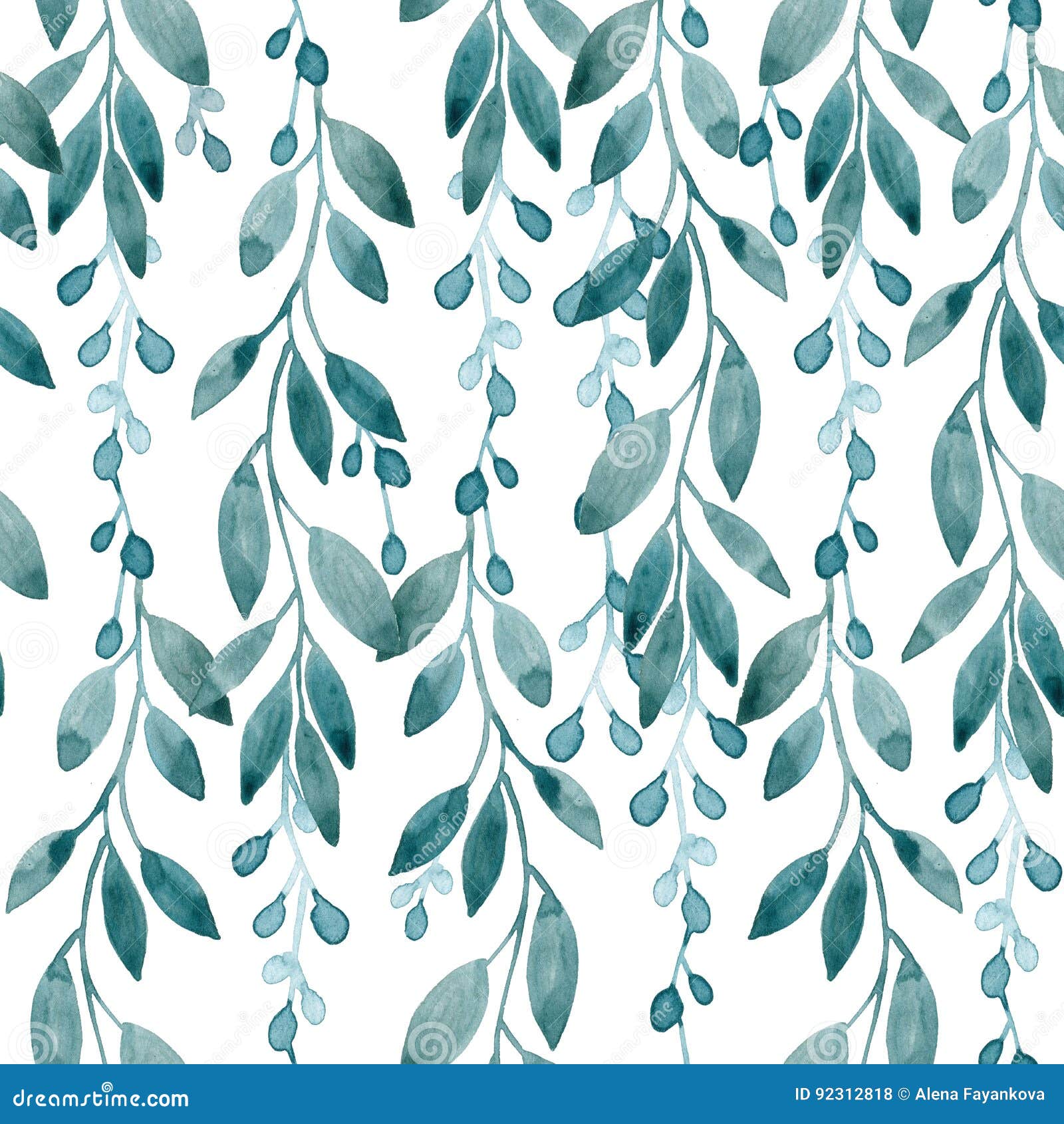 Blue Leaves Seamless Pattern. Stock Illustration - Illustration of leaf ...