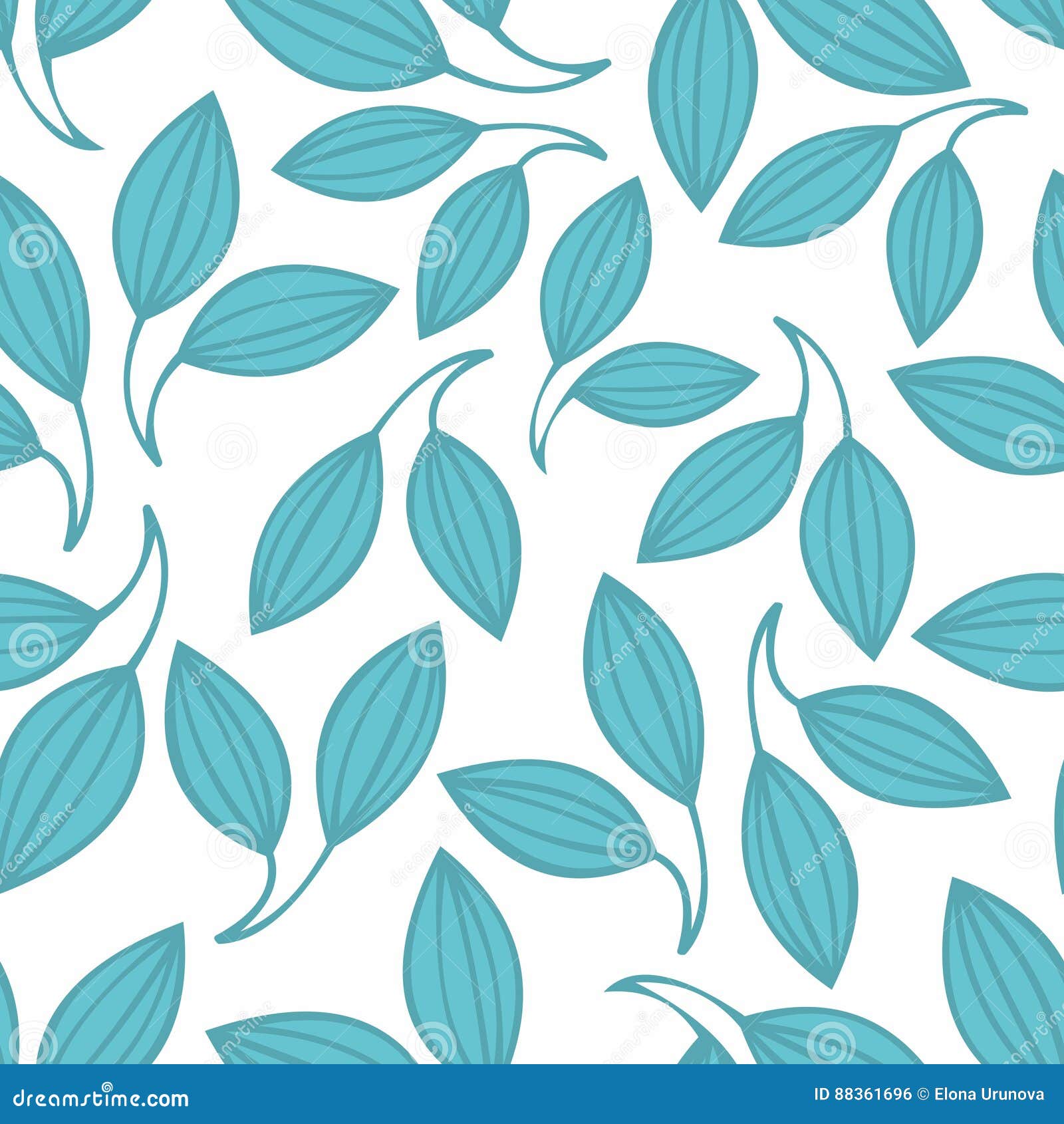 Blue Leaves. Vector Seamless Pattern Stock Vector - Illustration of ...