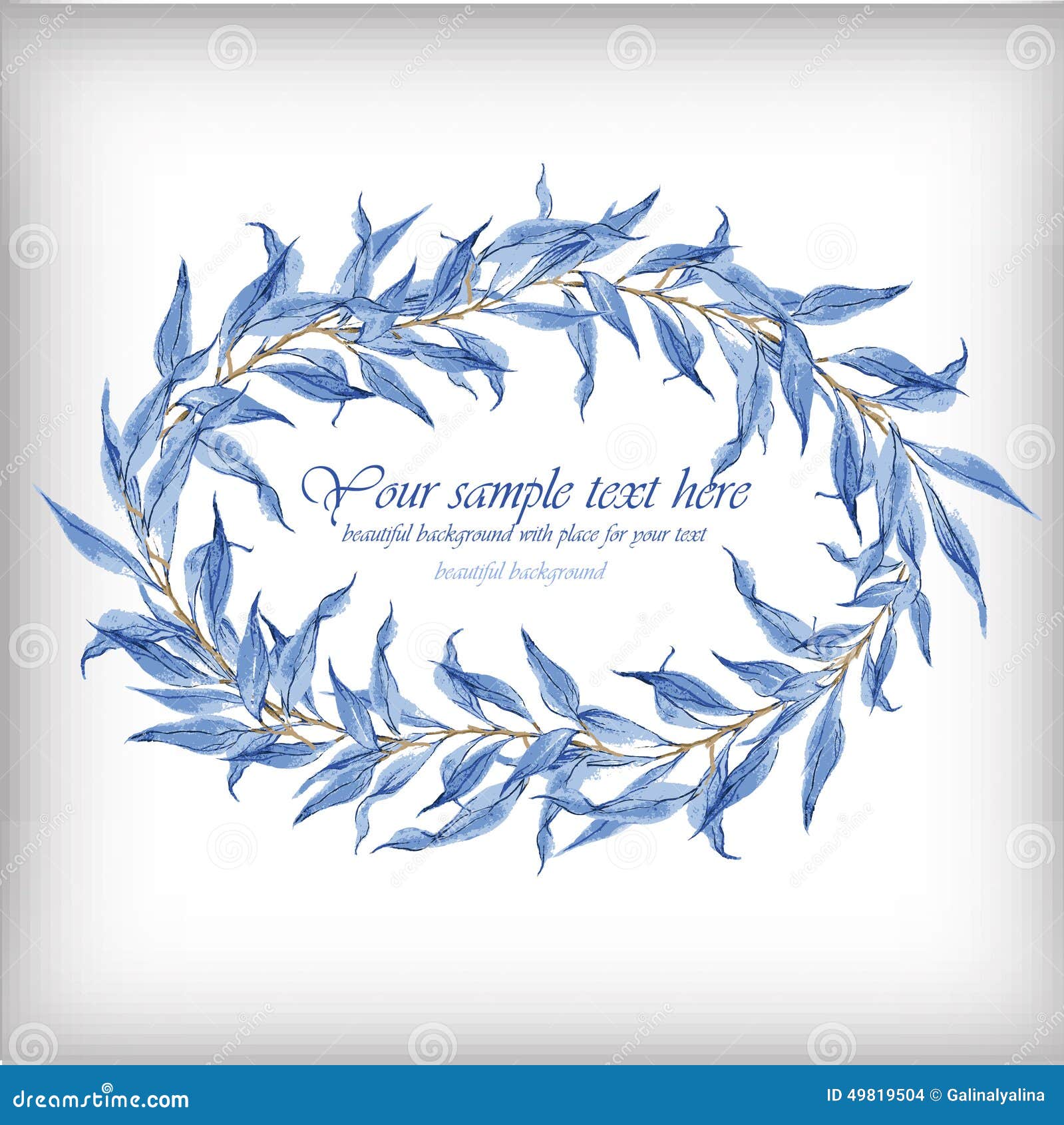 Blue Leaves Vector Watercolor Frame Stock Vector - Illustration of ...