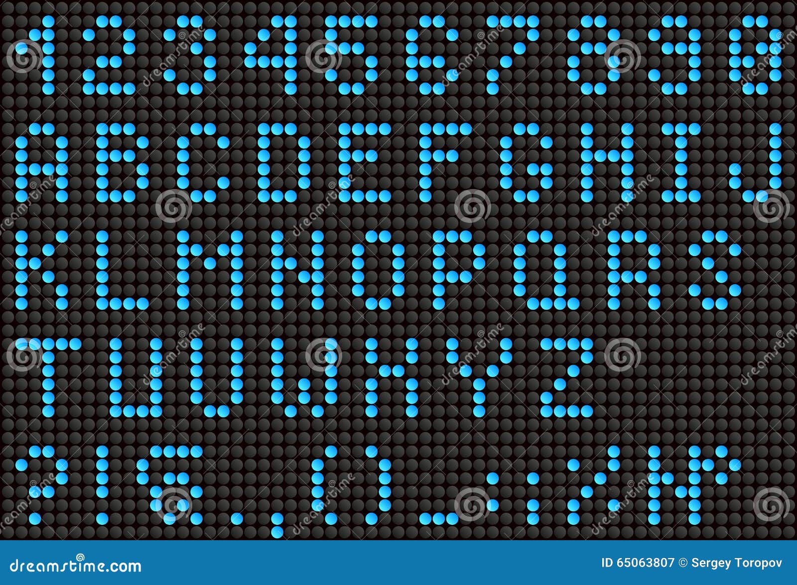 Blue LED Alphabet and Numbers, Display Font Stock Vector - Illustration ...