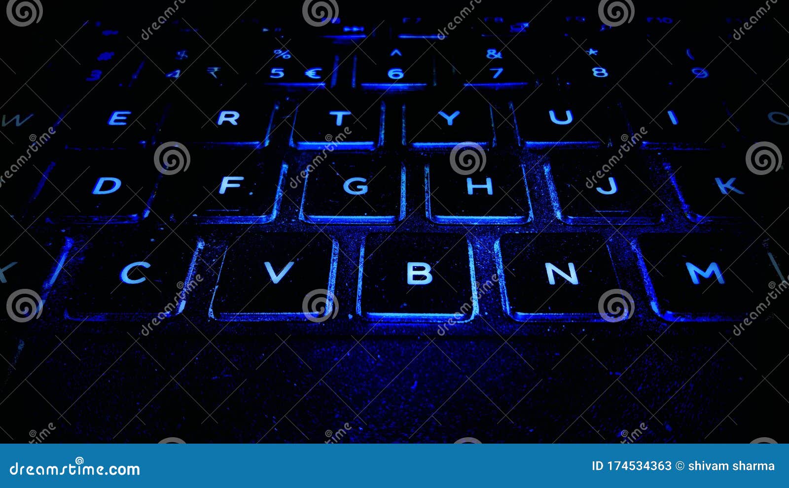 Blue Led Colour Keyboard Alphabet Stock Image - Image of blues ...