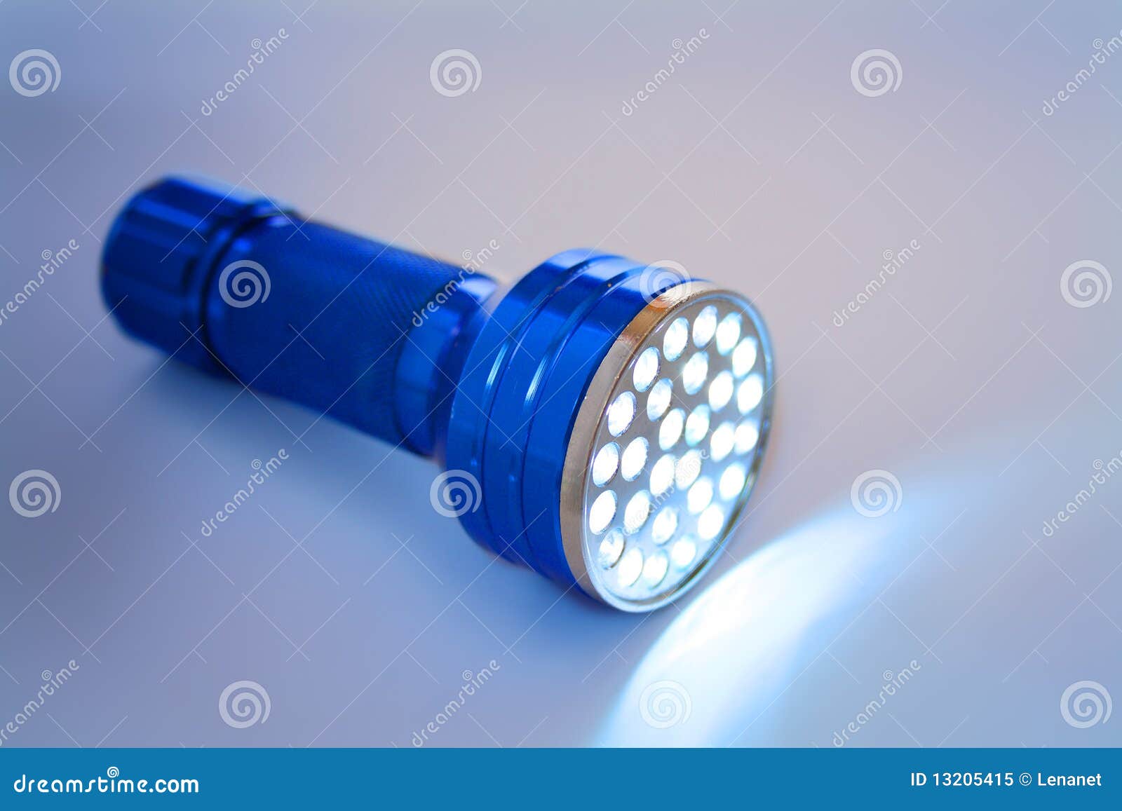 Blue led flashlight lit stock image. Image of illumination - 13205415