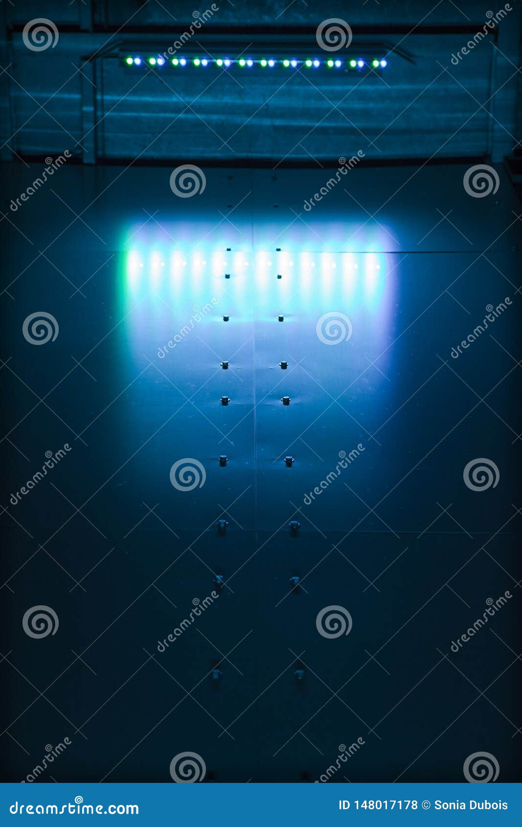 Blue Led Lighted Industrial Metallic Structure Stock Photo - Image of ...