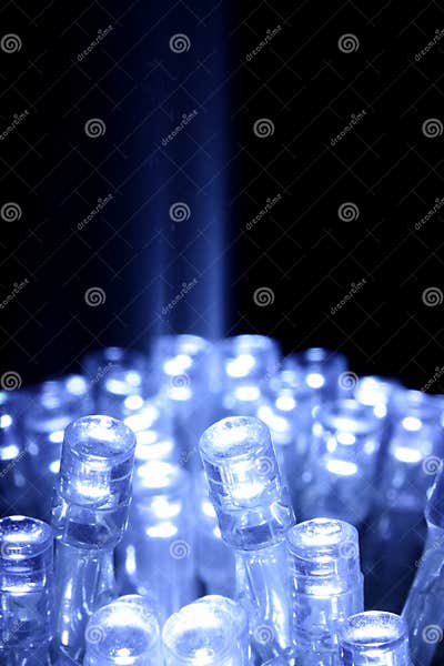 Blue LED Lights Closeup with Light Beam Stock Image - Image of ...