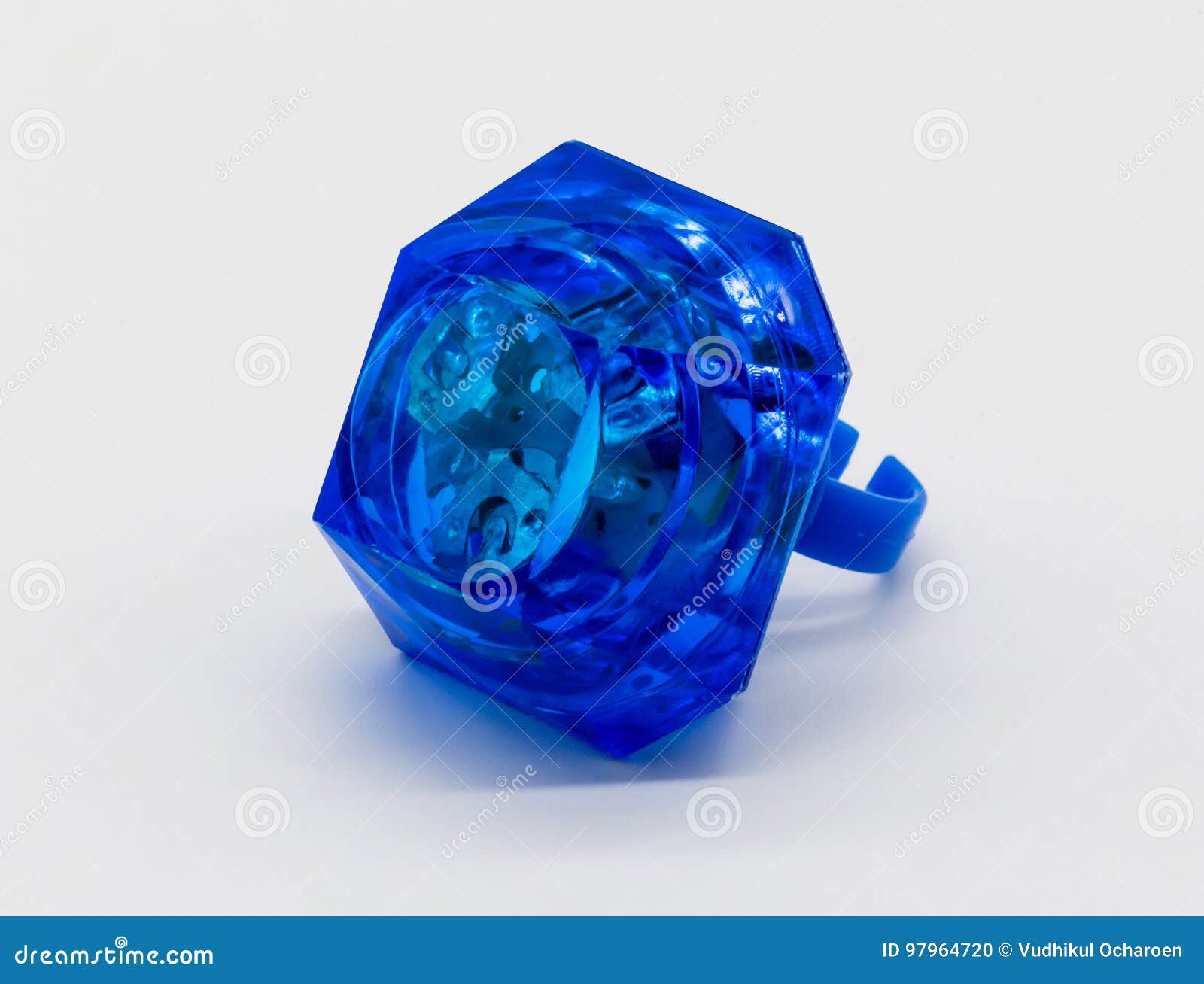 Blue LED Plastic Diamond Ring Toy Isolated on White Stock Photo - Image ...