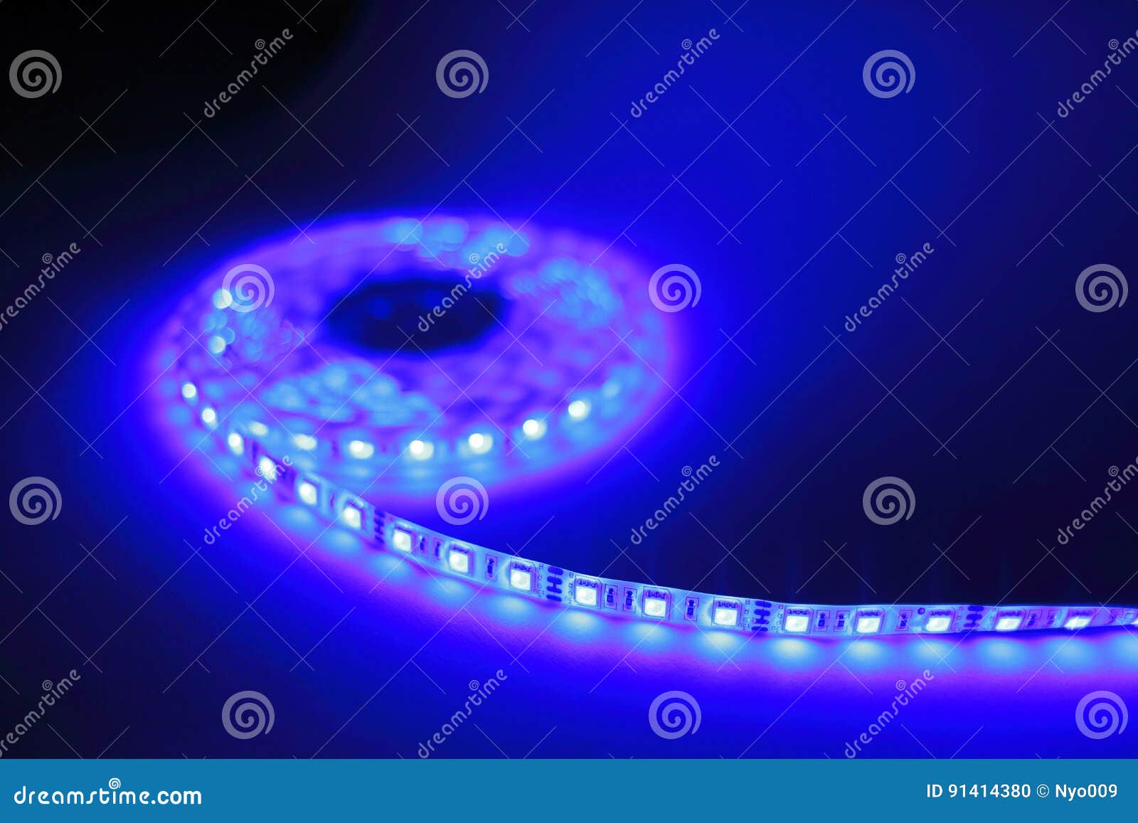 Blue LED strip light stock photo. Image of cool, background - 91414380