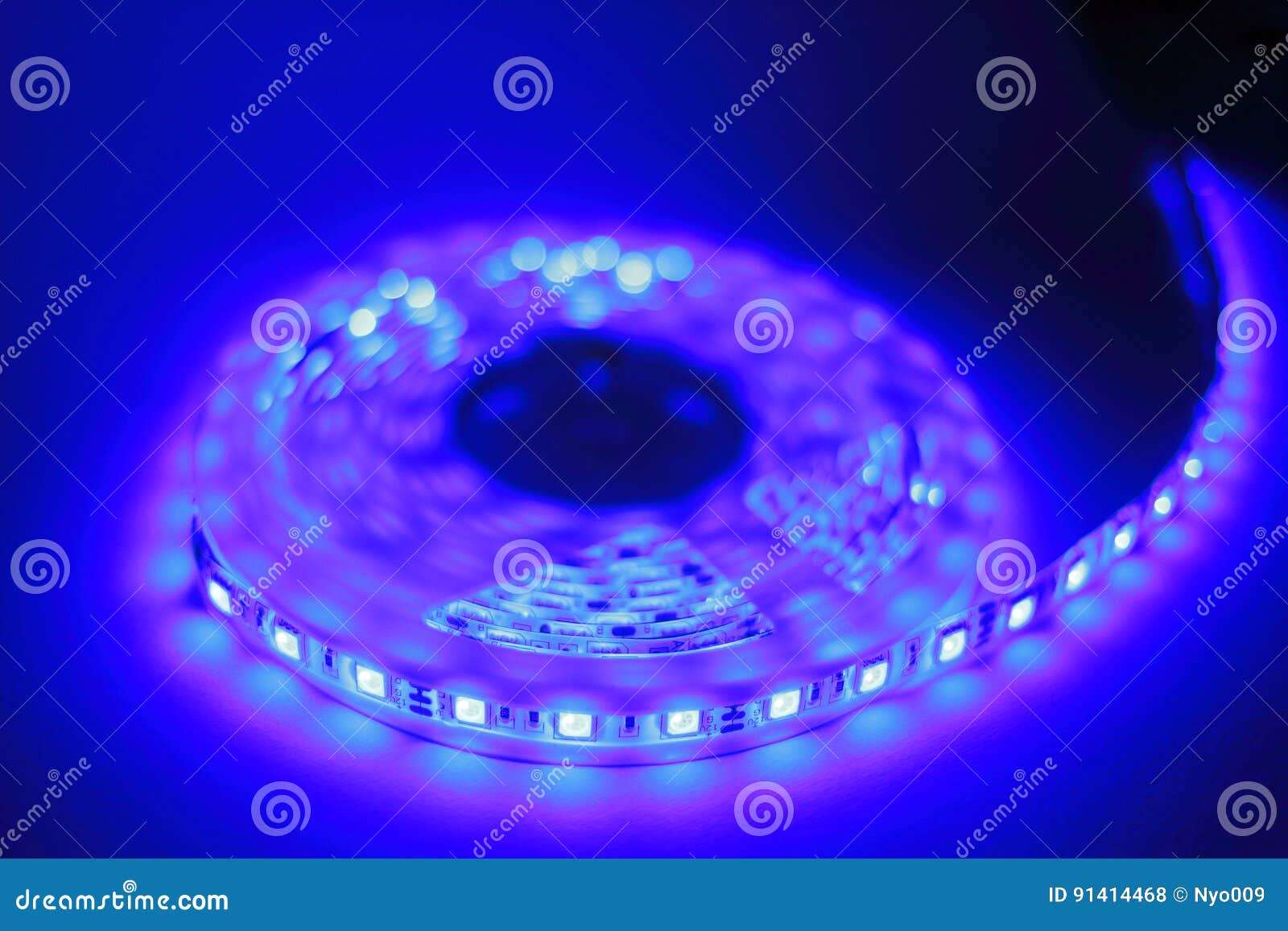 Blue LED strip light stock photo. Image of electricity - 91414468