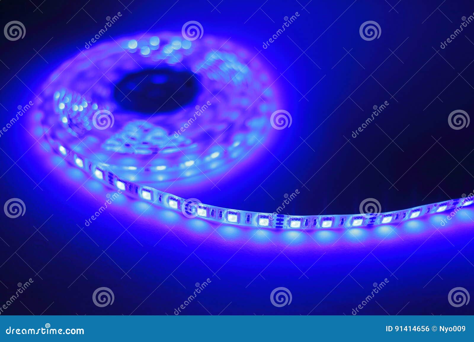 Blue LED strip light stock photo. Image of electronics - 91414656