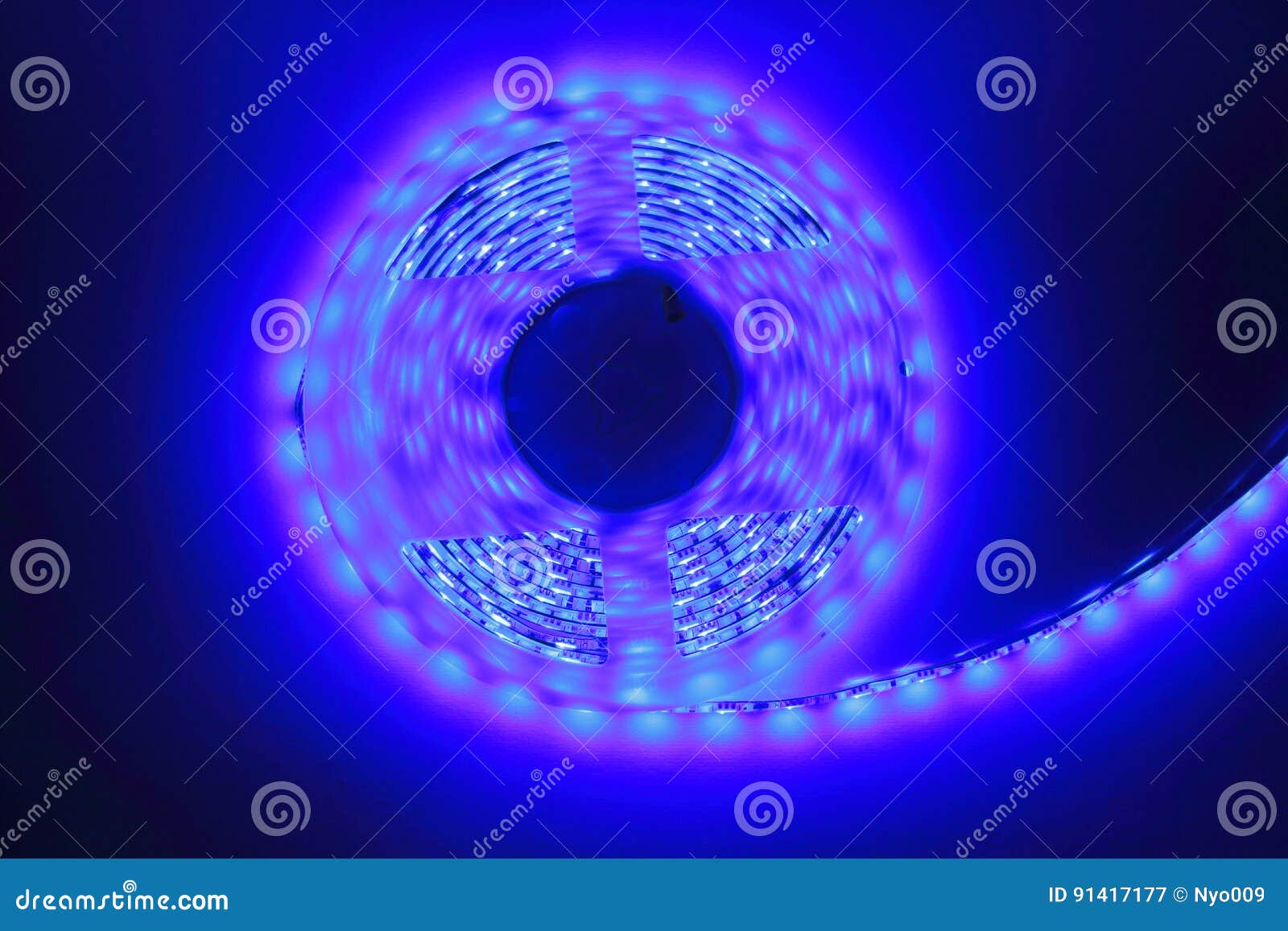 Blue LED strip light stock image. Image of illuminate - 91417177