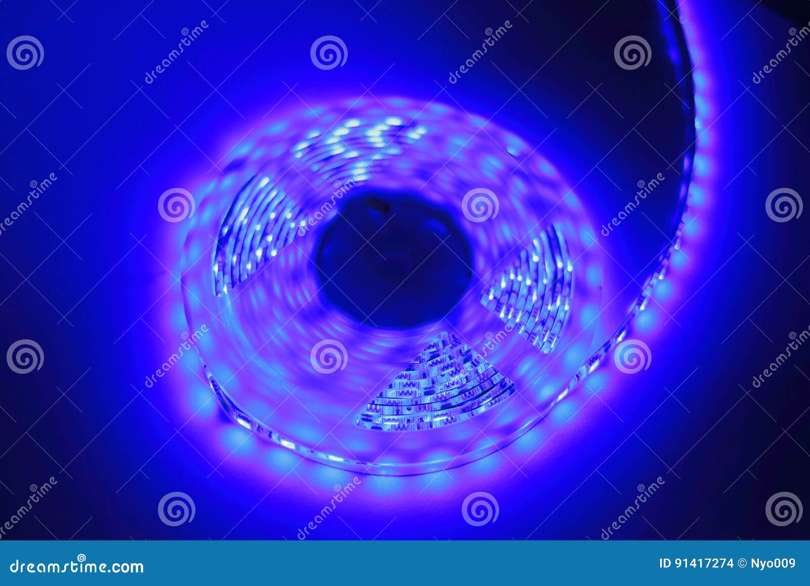 Blue LED strip light stock photo. Image of color, diodes - 91417274
