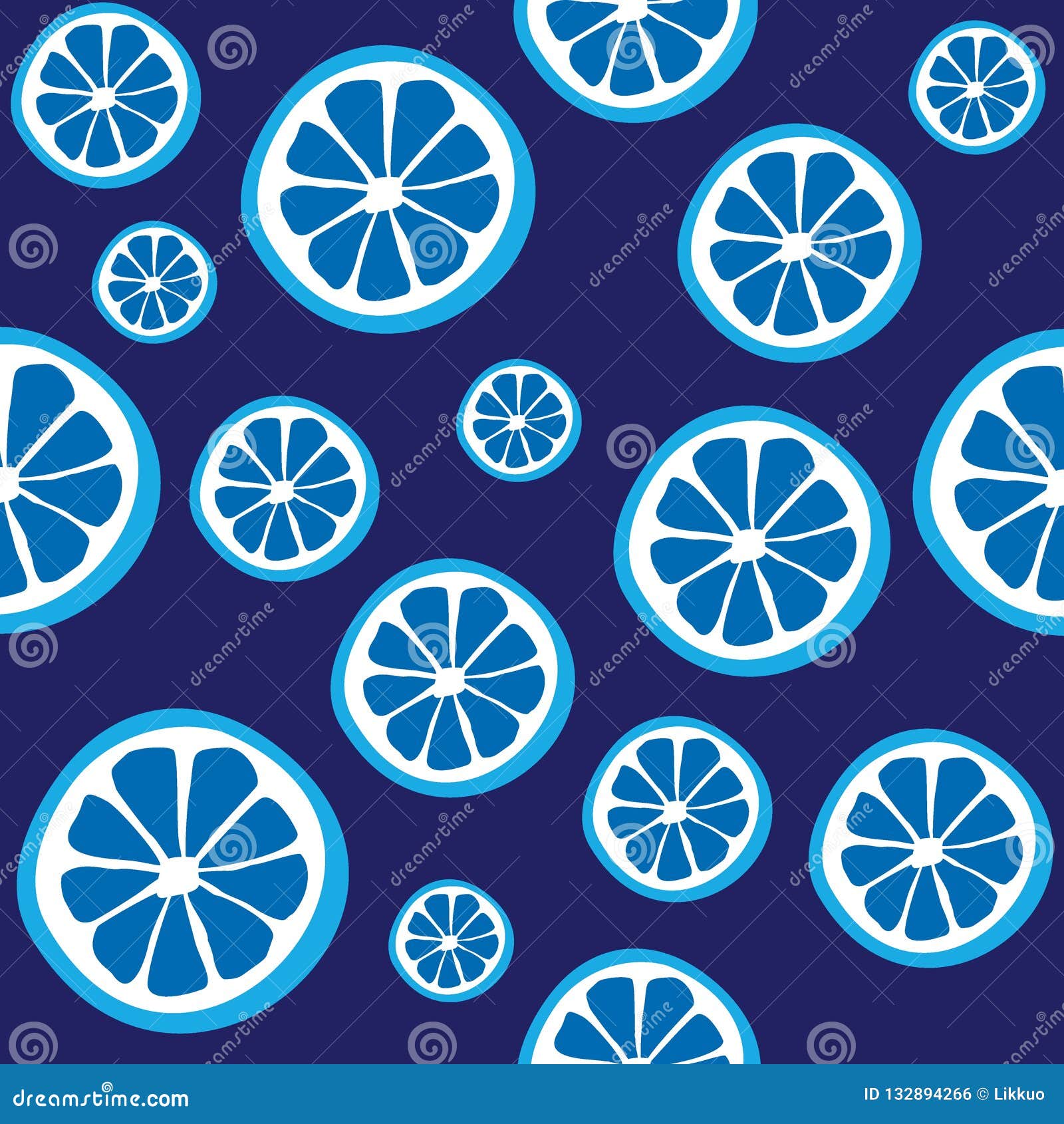 Blue Lemon Seamless Vector Pattern. Stock Vector - Illustration of ...