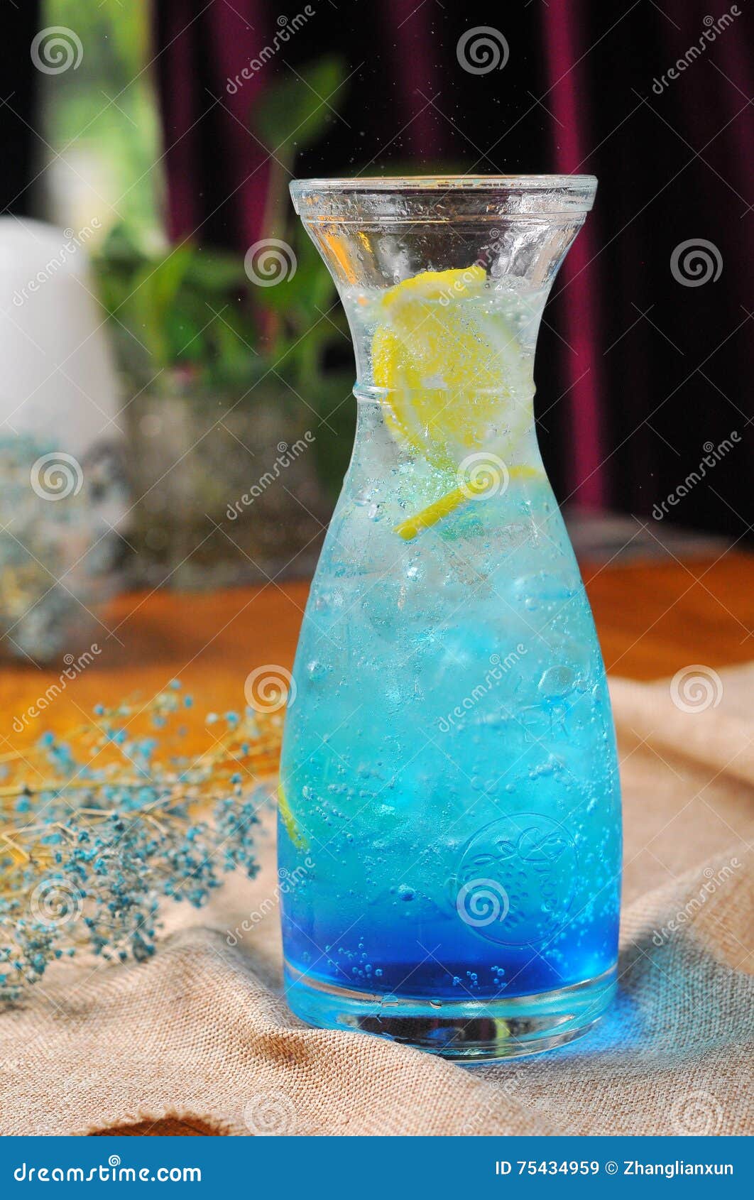 Blue lemon soda water stock image. Image of blur, alcoholic - 75434959