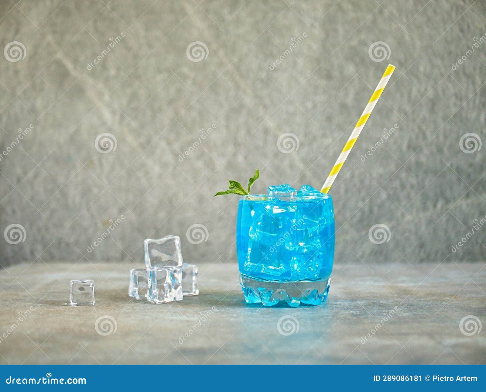 Blue Lemonade in a Glass with Ice Stock Image - Image of lemonade ...