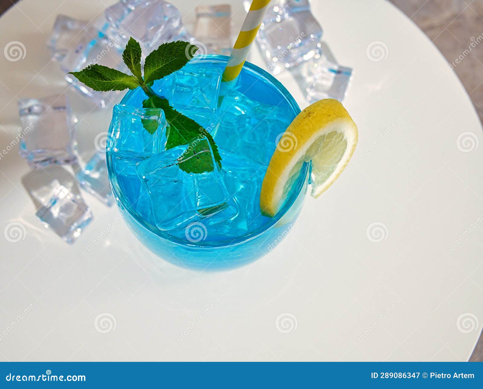 Blue Lemonade in a Glass with Ice Stock Image - Image of drink ...