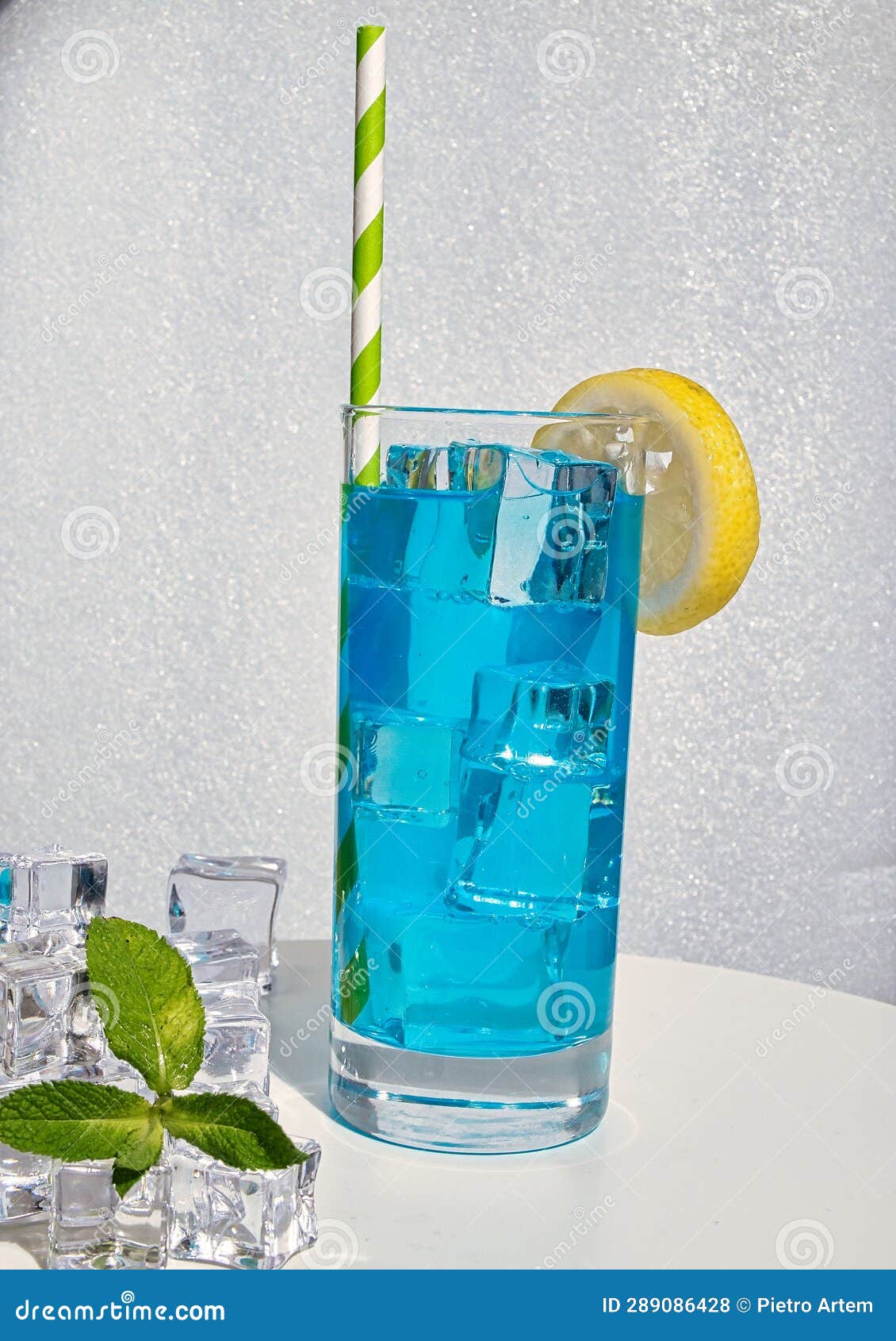 Blue Lemonade in a Glass with Ice Stock Photo - Image of party, frozen ...
