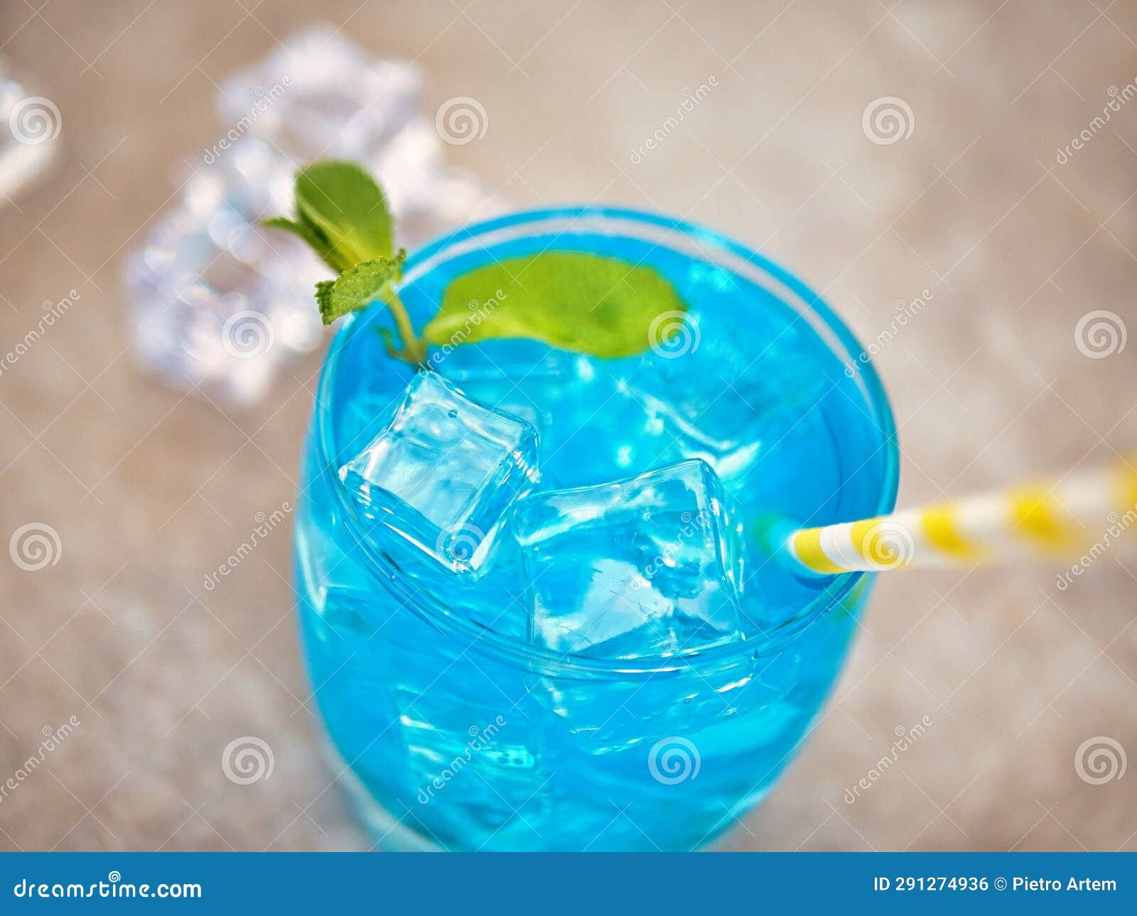 Blue Lemonade in a Glass with Ice Stock Photo - Image of liquid, lime ...