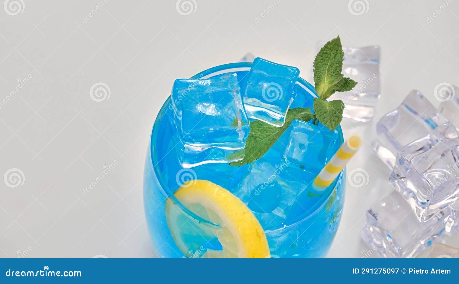 Blue Lemonade in a Glass with Ice Stock Image - Image of cocktail, cool ...