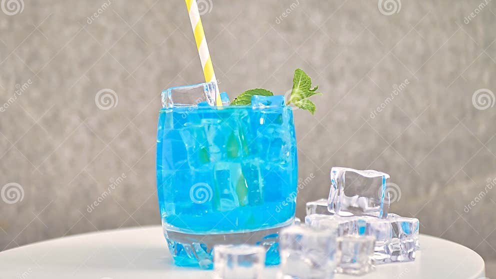 Blue Lemonade in a Glass with Ice Stock Image - Image of healthy ...
