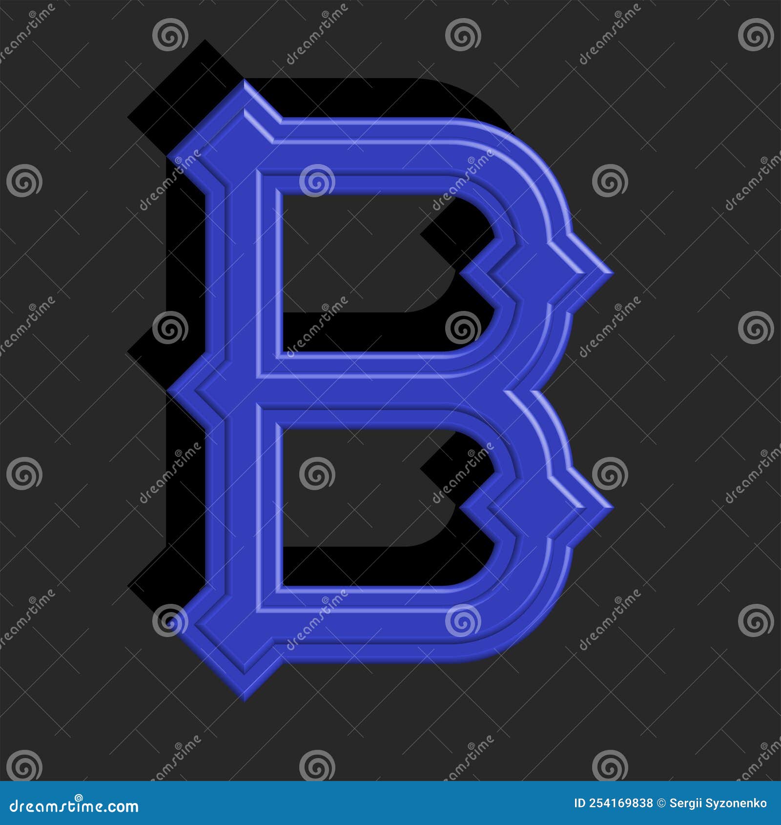 Blue Letter B Monogram Initial Logo 3d Gothic Style with Shadow on ...