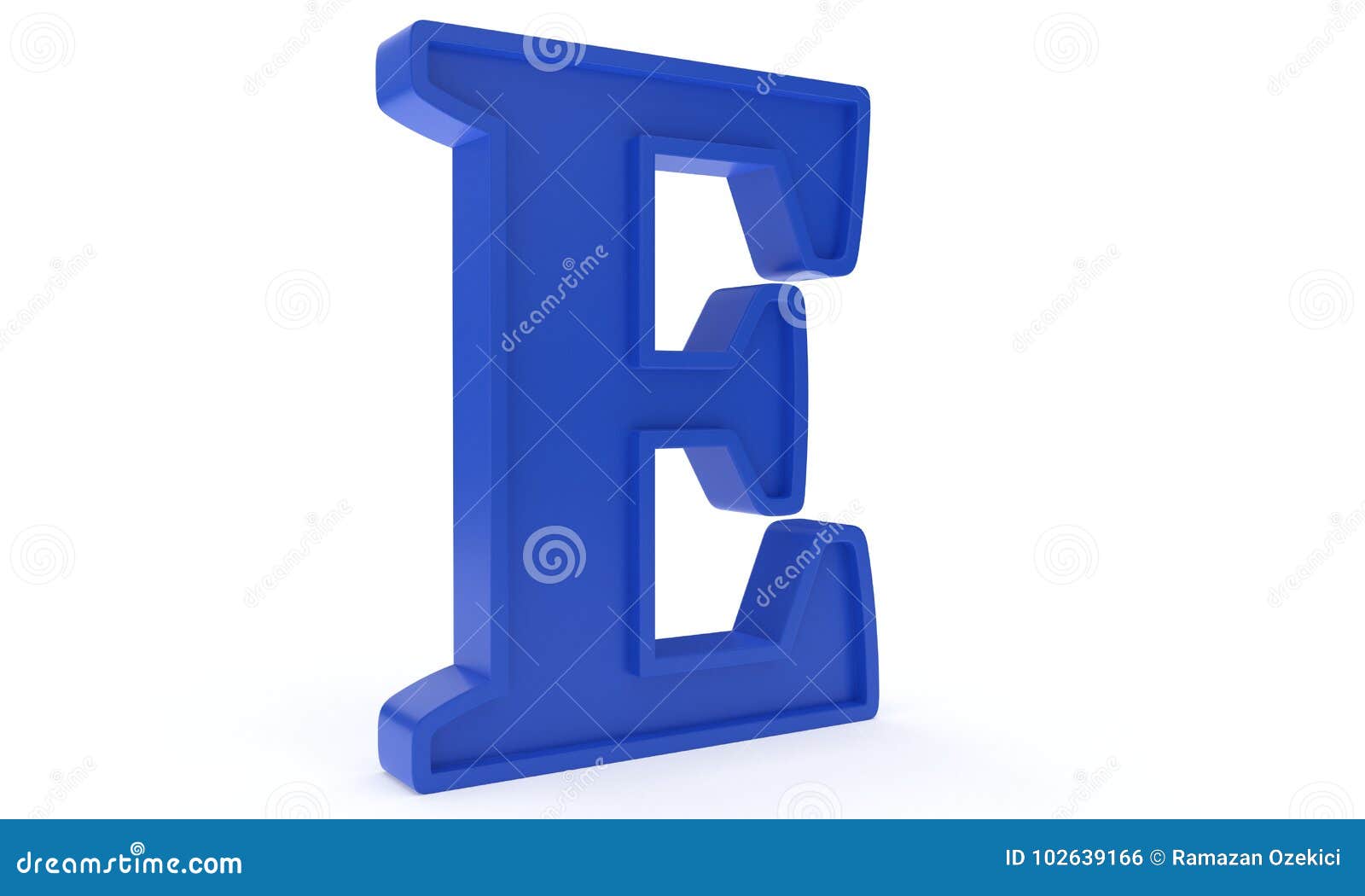 Blue Letter E, 3d Rendering Stock Illustration - Illustration of ...
