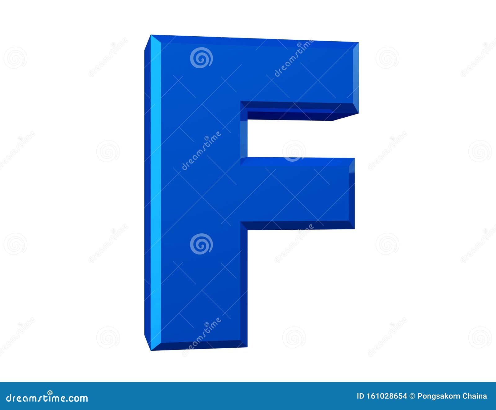 The Blue Letter F on White Background 3d Rendering Stock Illustration ...