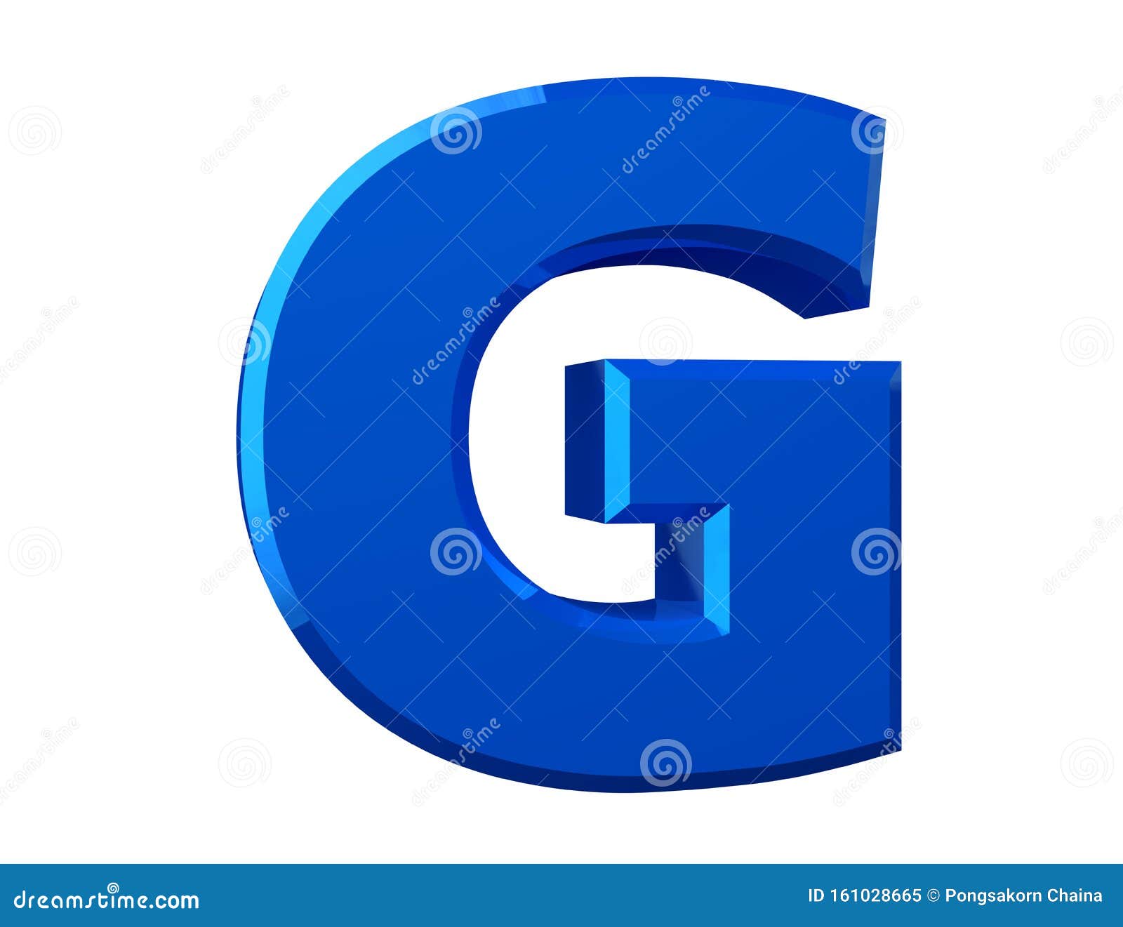 The Blue Letter G on White Background 3d Rendering Stock Illustration ...