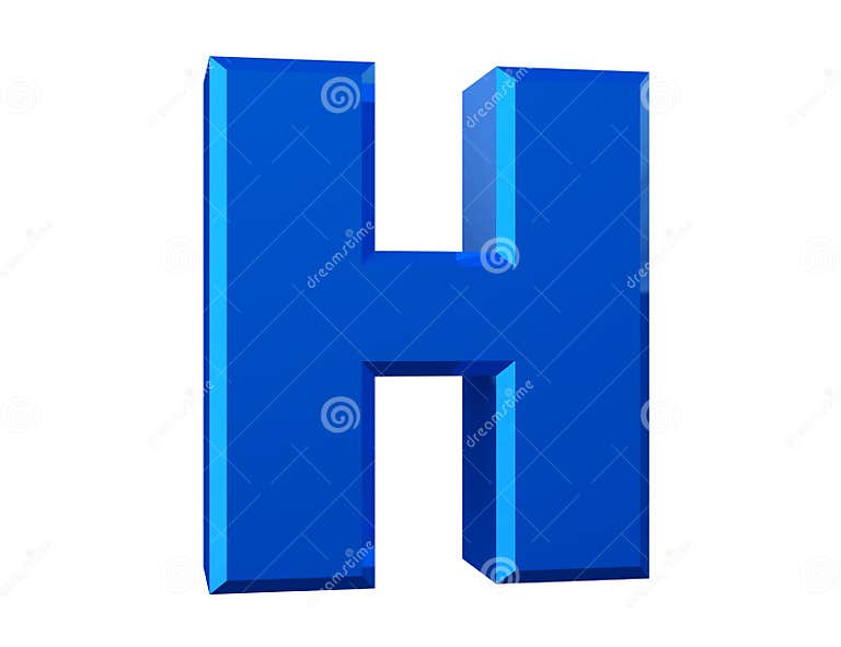The Blue Letter H on White Background 3d Rendering Stock Illustration ...
