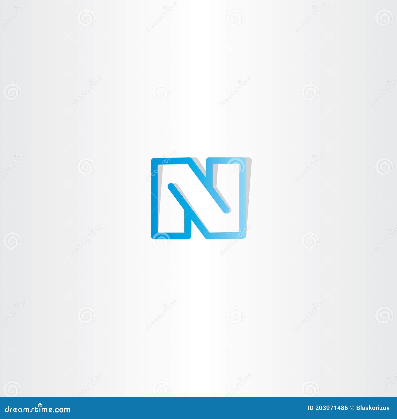 Blue letter n line logo stock vector. Illustration of vector - 203971486