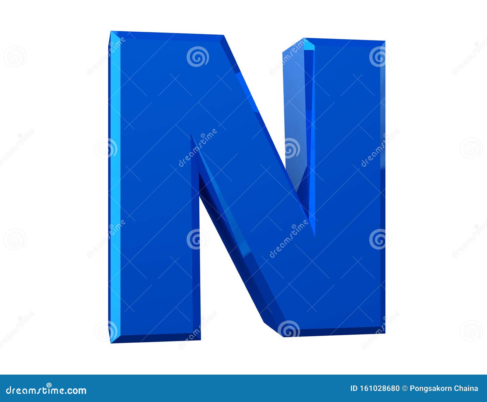 The Blue Letter N on White Background 3d Rendering Stock Illustration ...