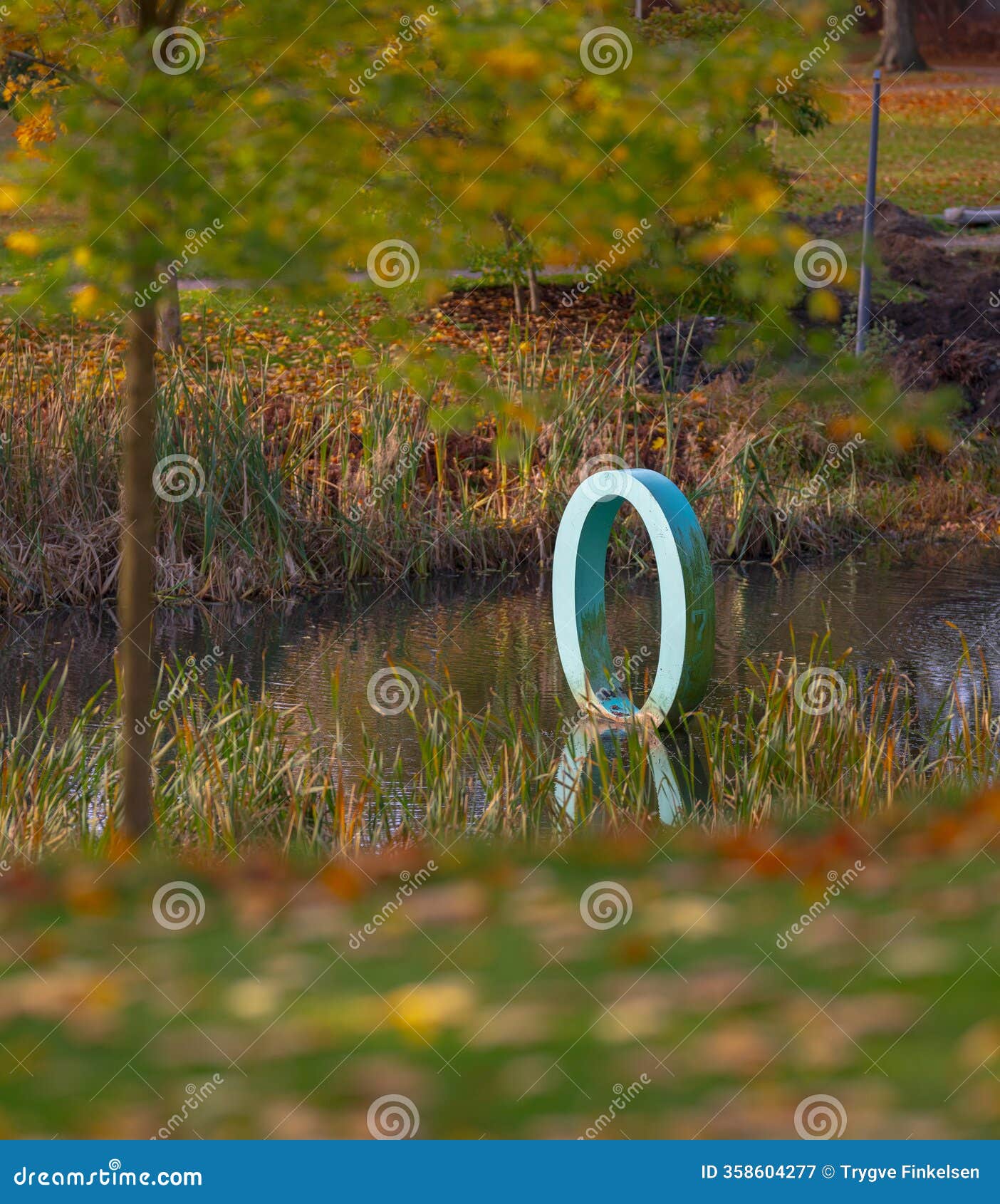 Blue Letter O Sticking Up from a Pond.. Stock Image - Image of sign ...