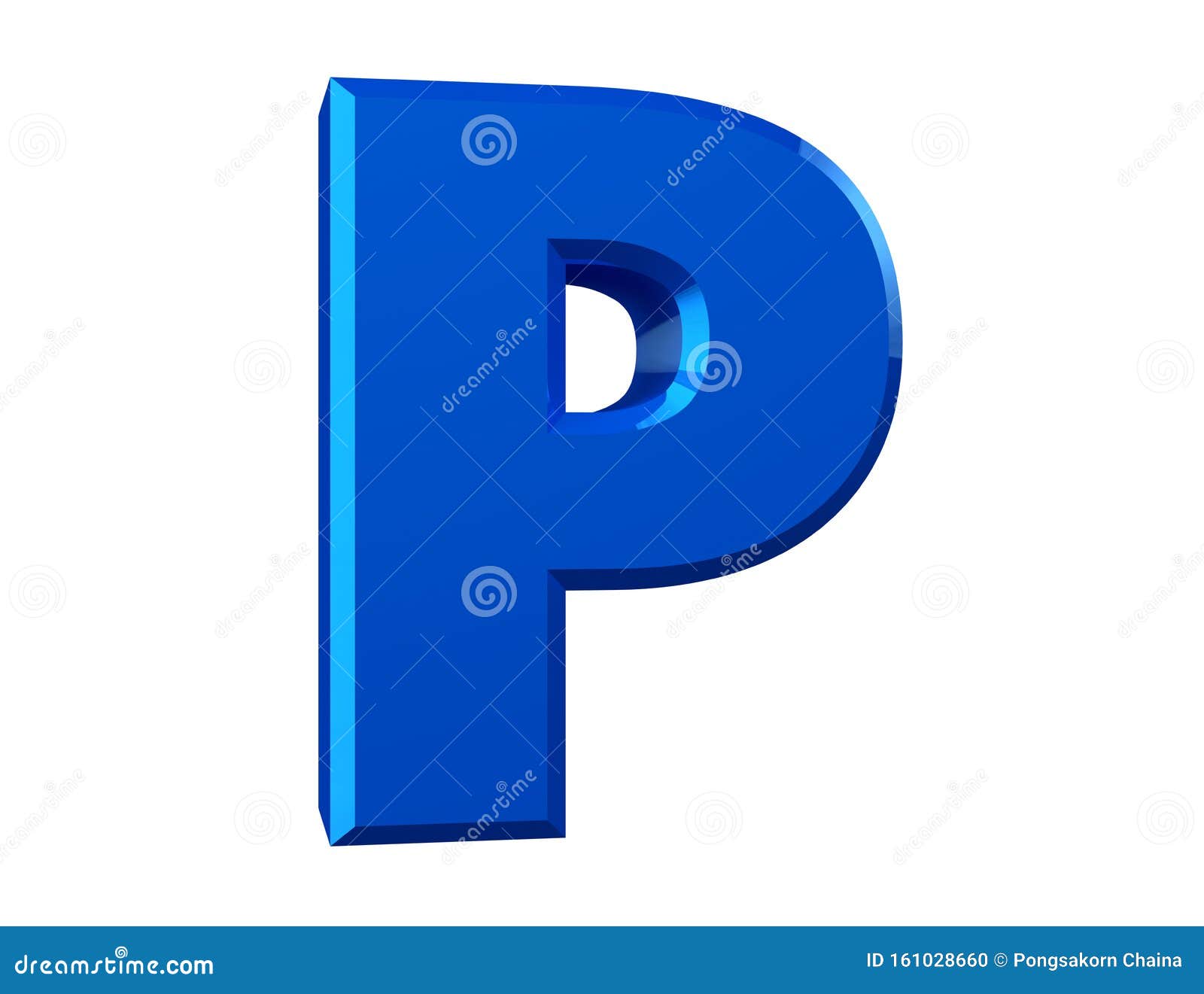 The Blue Letter P on White Background 3d Rendering Stock Illustration ...