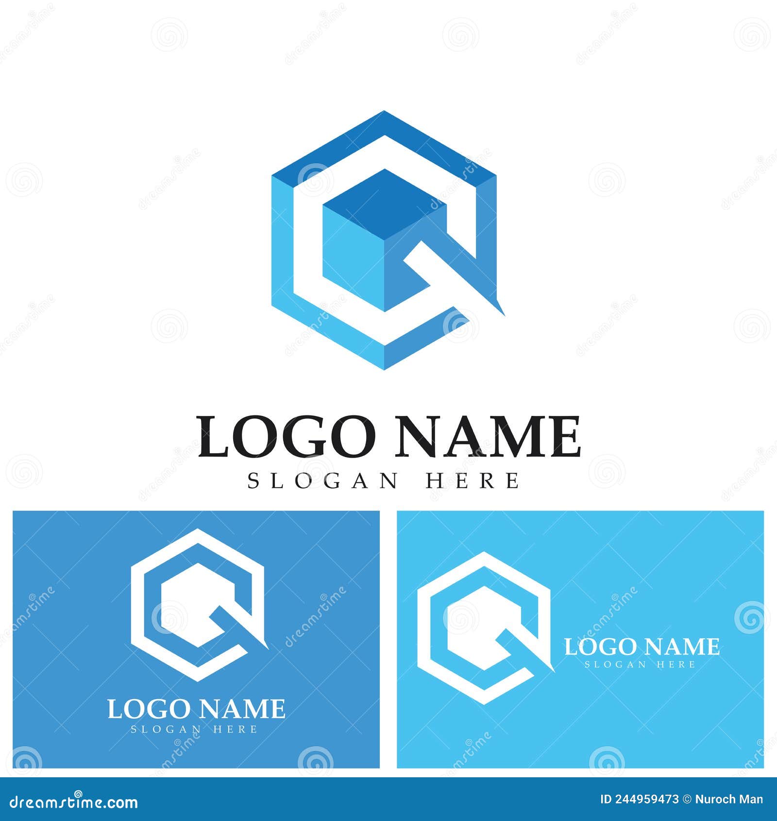 Blue Letter Q Logo Template Vector. Stock Vector - Illustration of ...