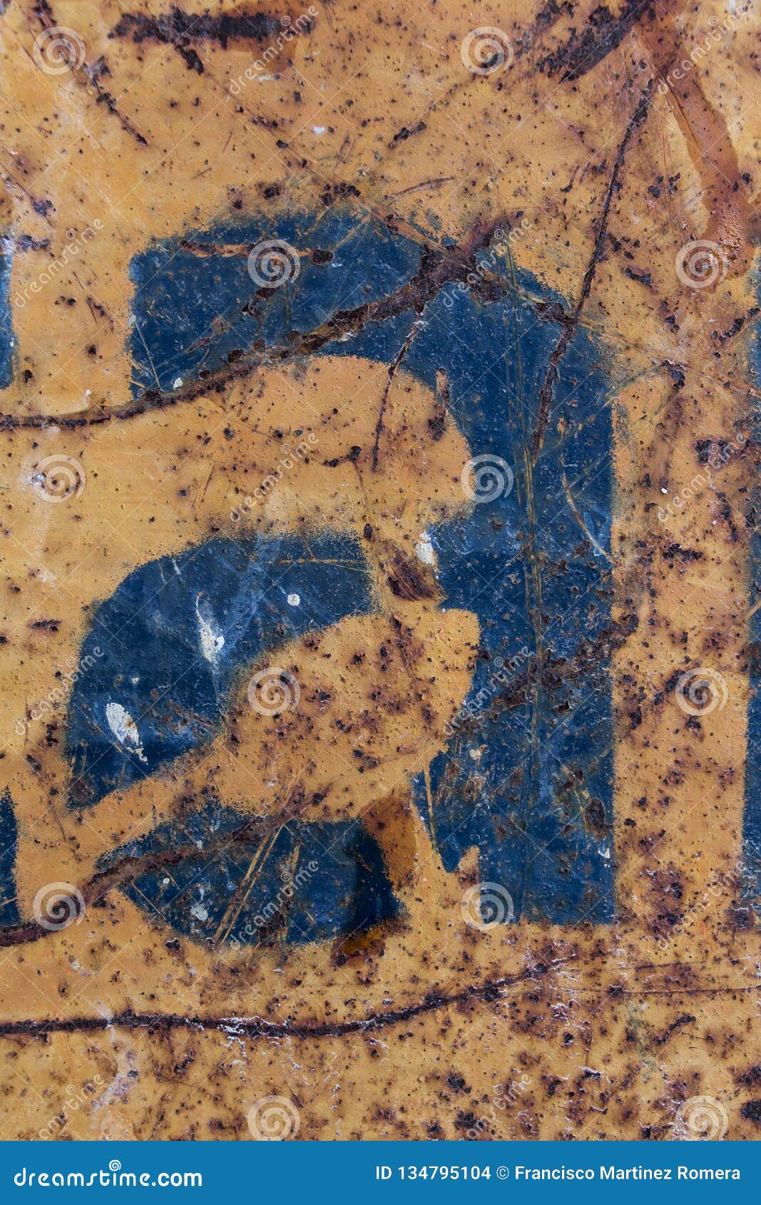 Blue Letter Scratched Rusty Metal Texture Stock Photo - Image of ...