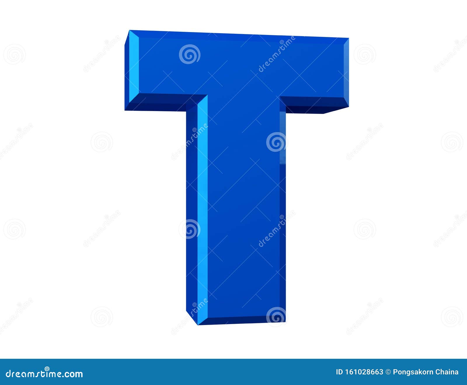 The Blue Letter T on White Background 3d Rendering Stock Illustration ...