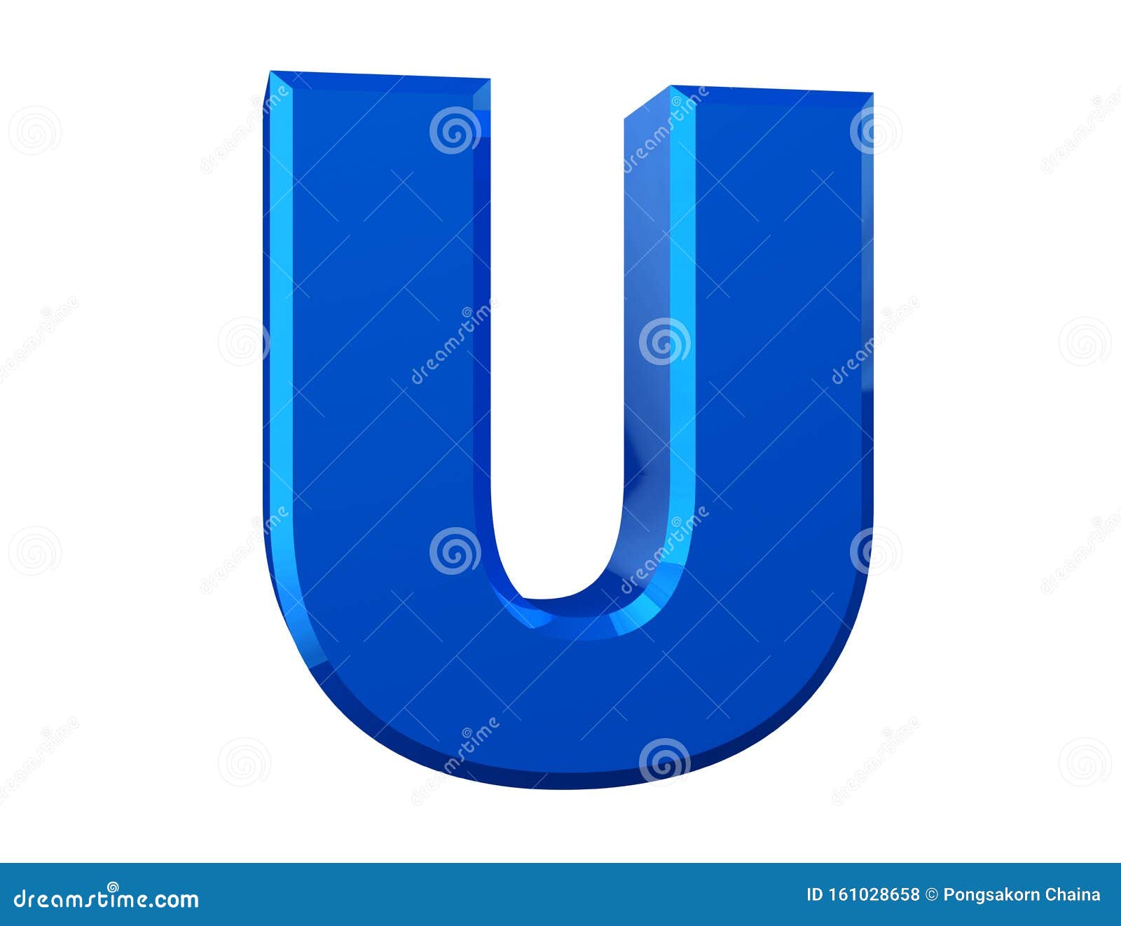 The Blue Letter U on White Background 3d Rendering Stock Illustration ...