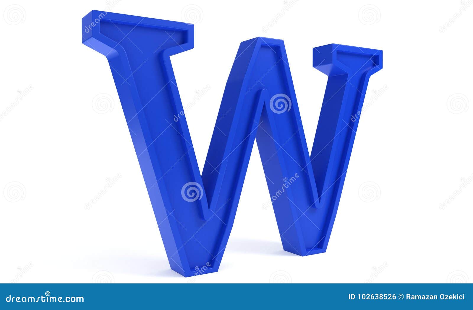 Blue Letter W, 3d Rendering Stock Illustration - Illustration of ...