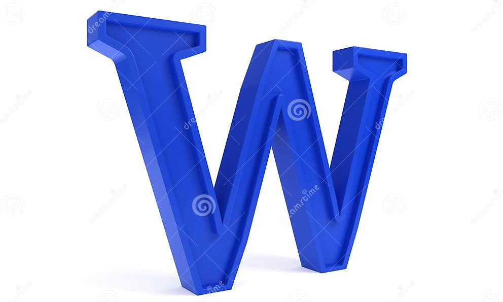 Blue Letter W, 3d Rendering Stock Illustration - Illustration of ...