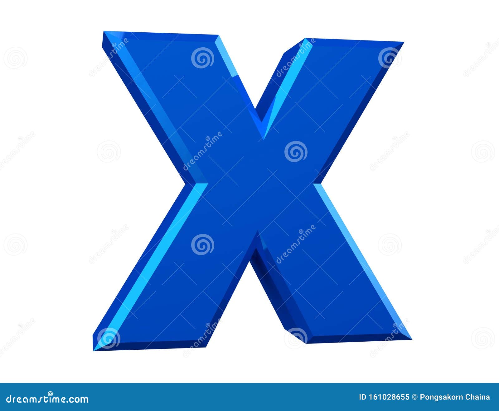 The Blue Letter X on White Background 3d Rendering Stock Illustration ...