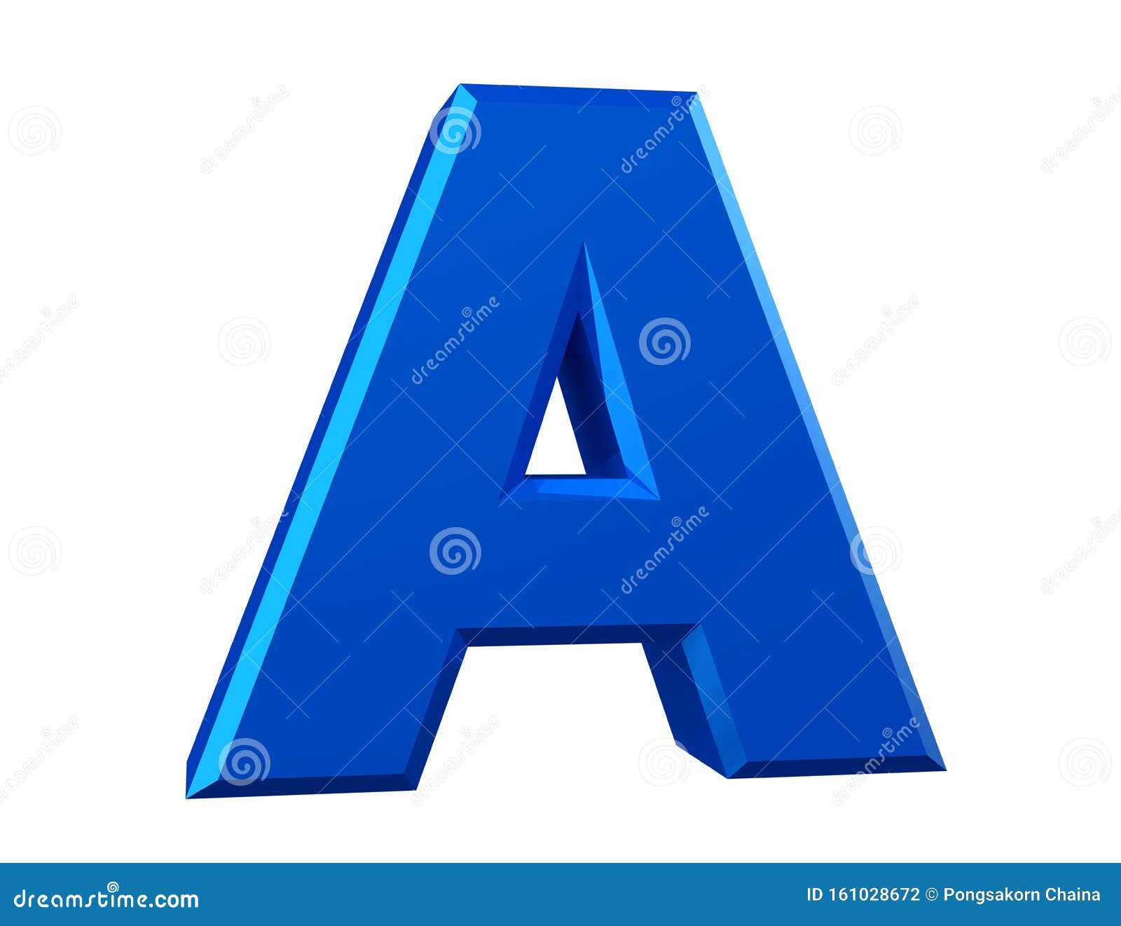 The Blue Letter a on White Background 3d Rendering Stock Illustration ...