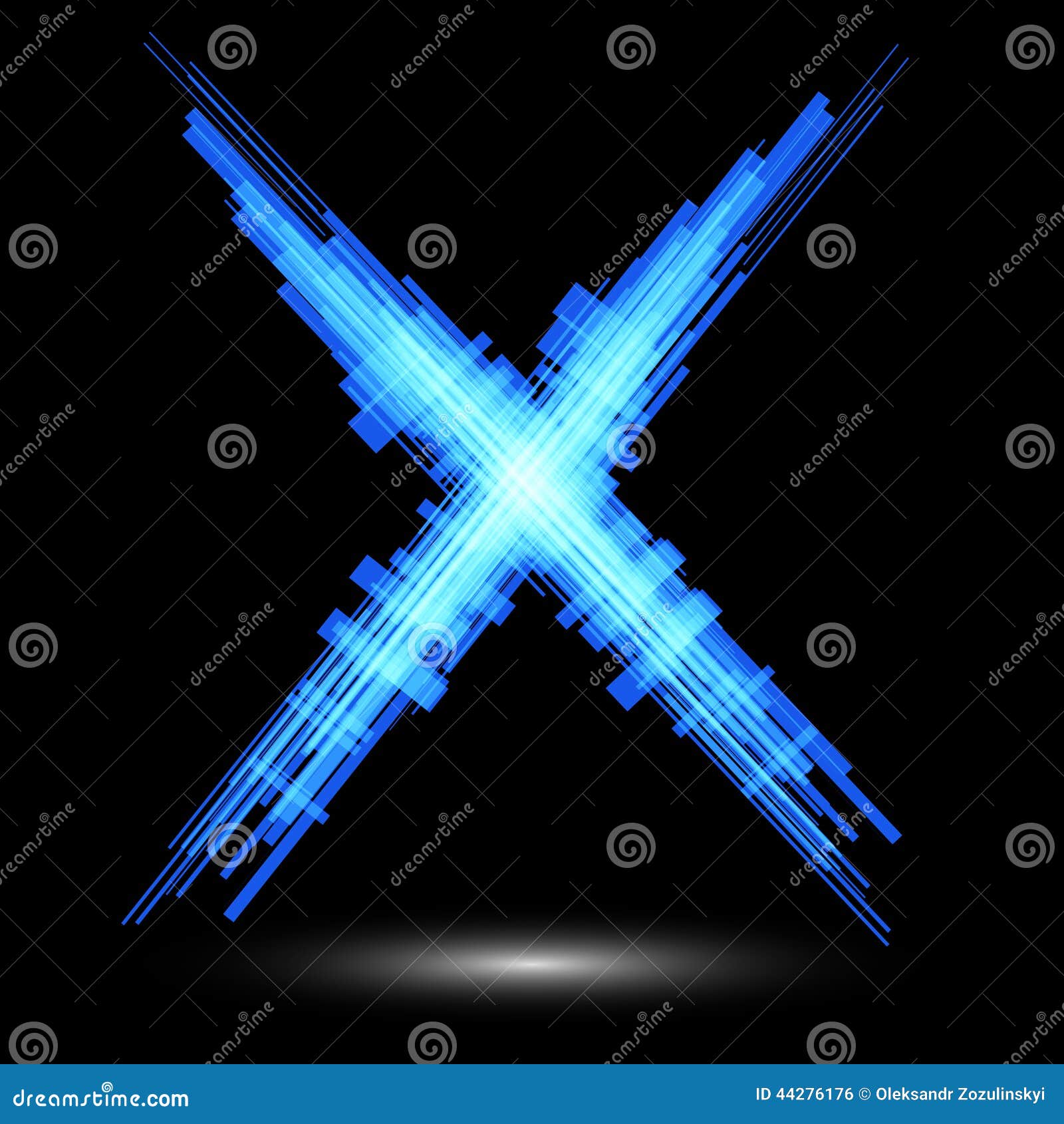 Blue Letter X On A Black Background. Raster Stock Illustration - Image ...