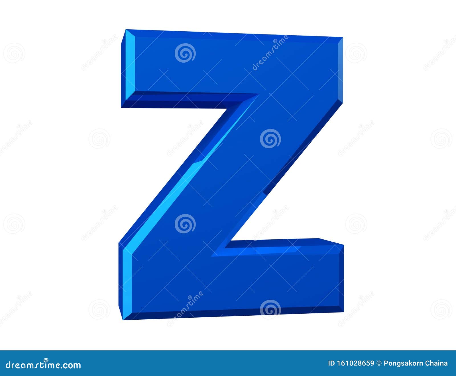 The Blue Letter Z on White Background 3d Rendering Stock Illustration ...