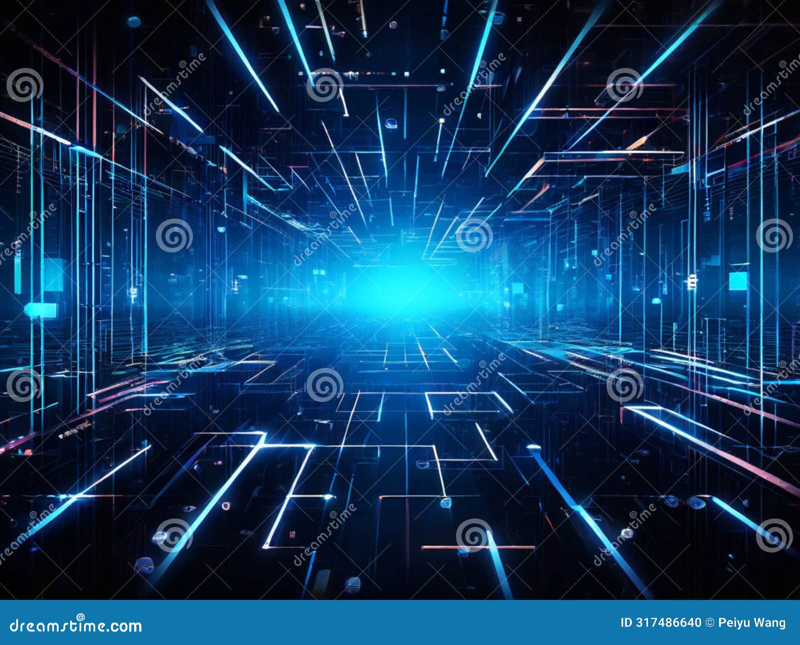 Blue Light Abstract Technology Background Square Composition Generative ...