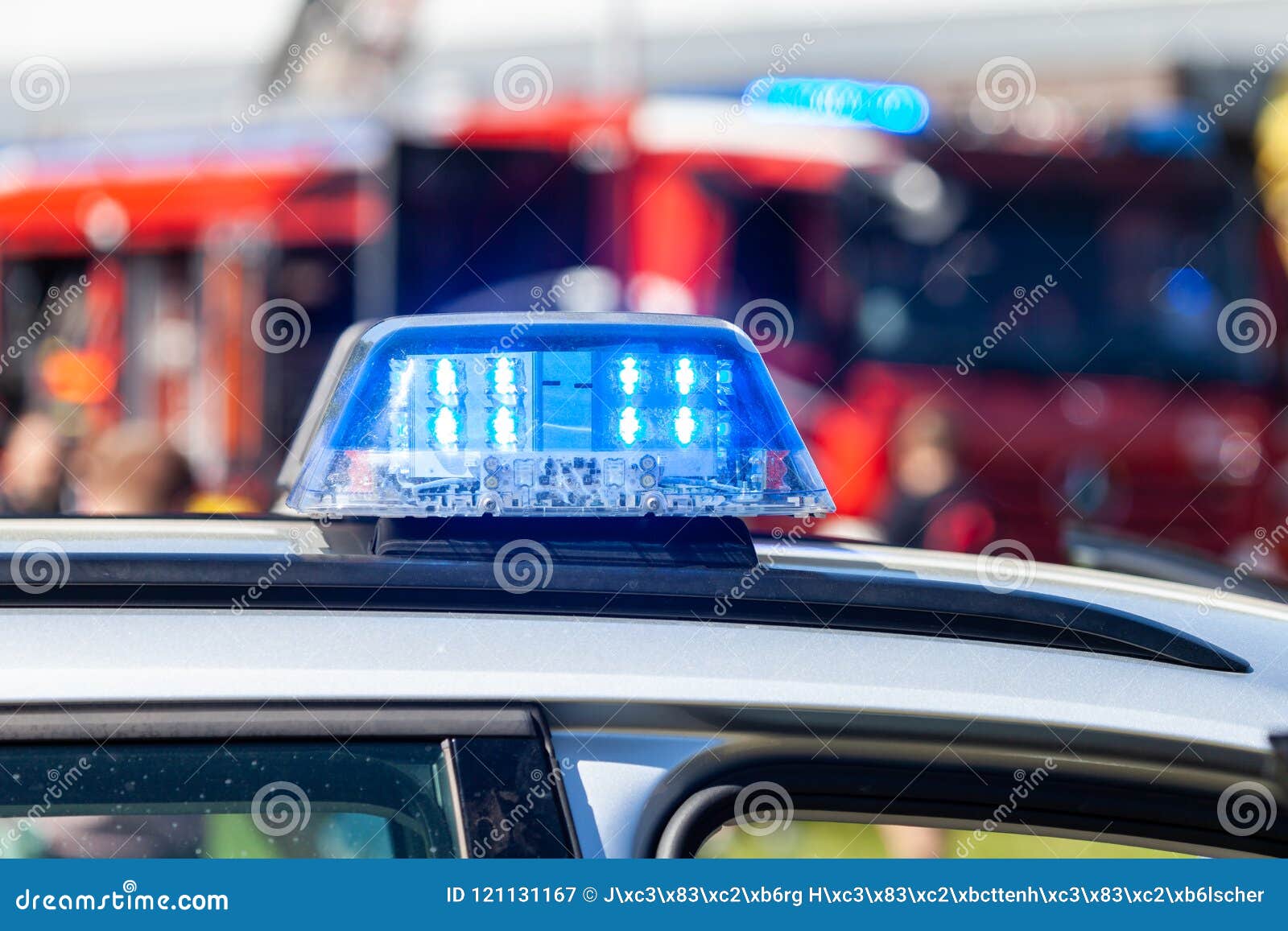 Blue Light Bar on a German Police Car Stock Image - Image of outdoors ...