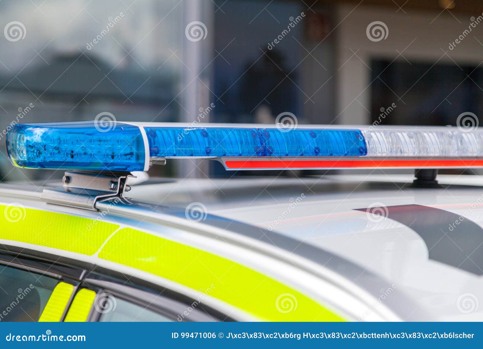 Blue Light Bar on a Swedish Police Stock Photo - Image of help, polis ...