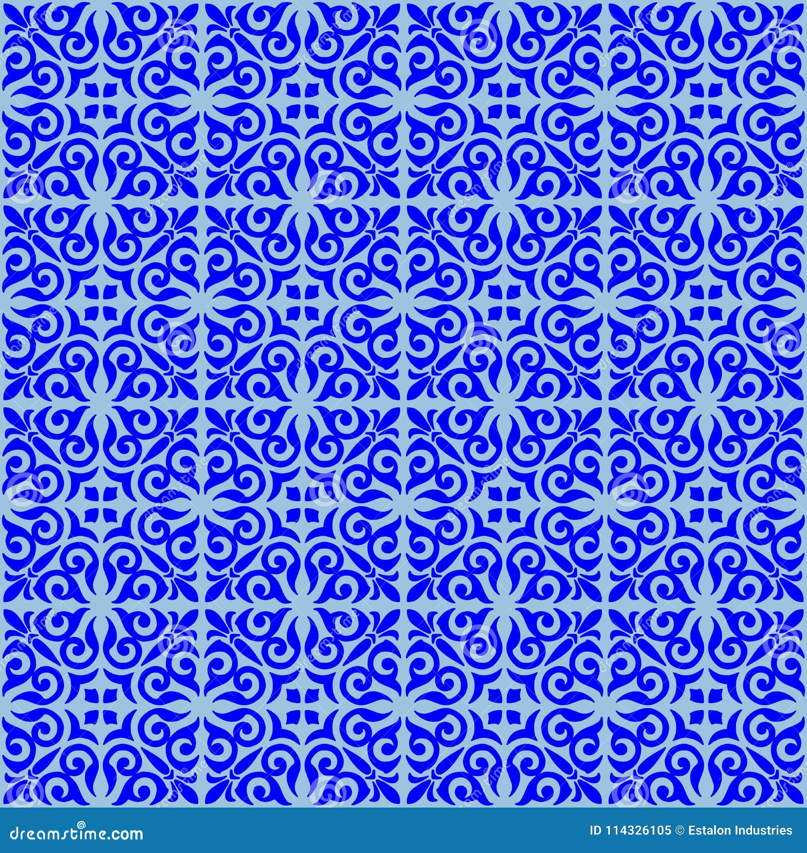 Blue on Light Blue Ornamental Scroll Seamless Repeat Pattern Background ...