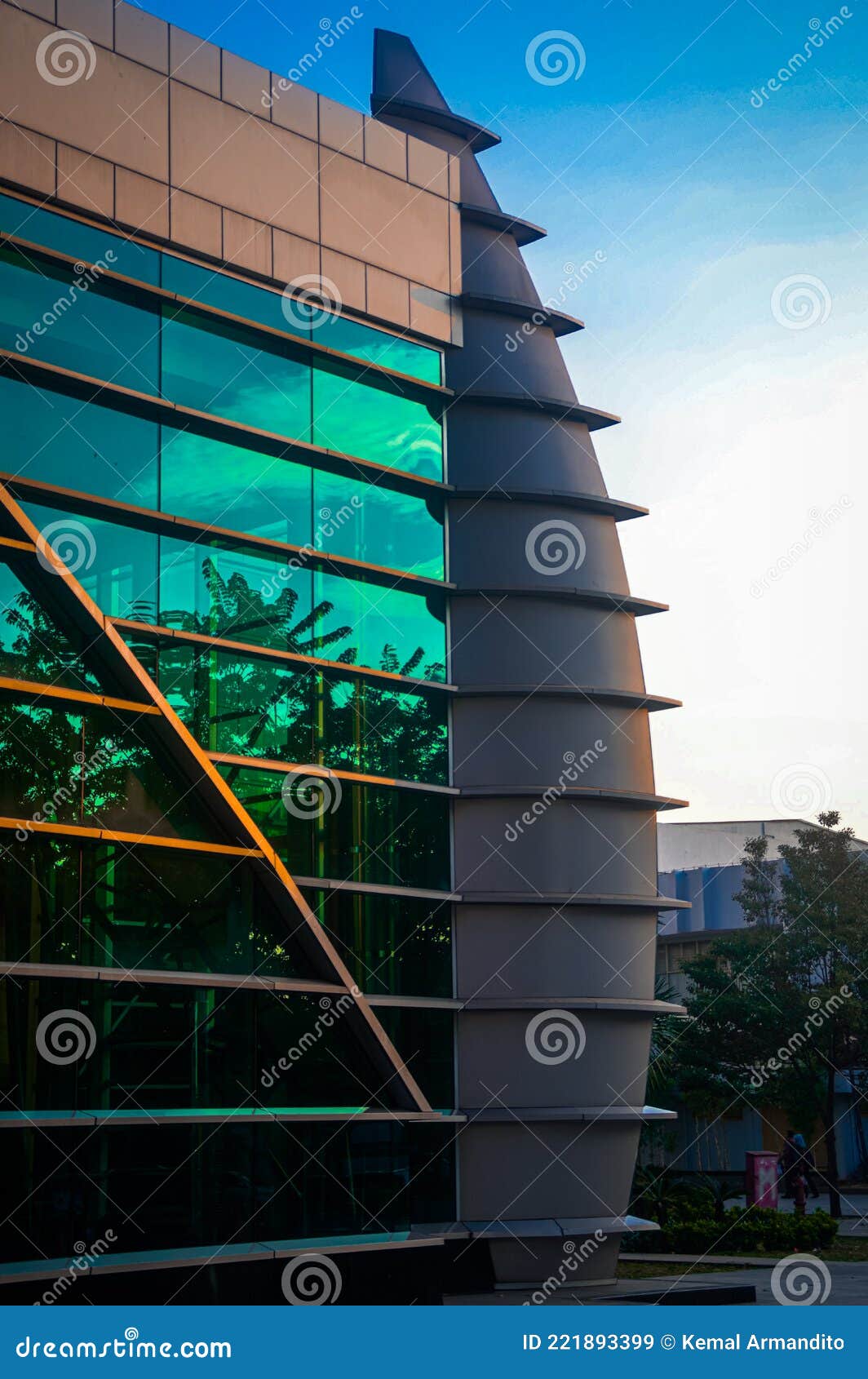 Blue light building stock image. Image of wall, headquarters - 221893399