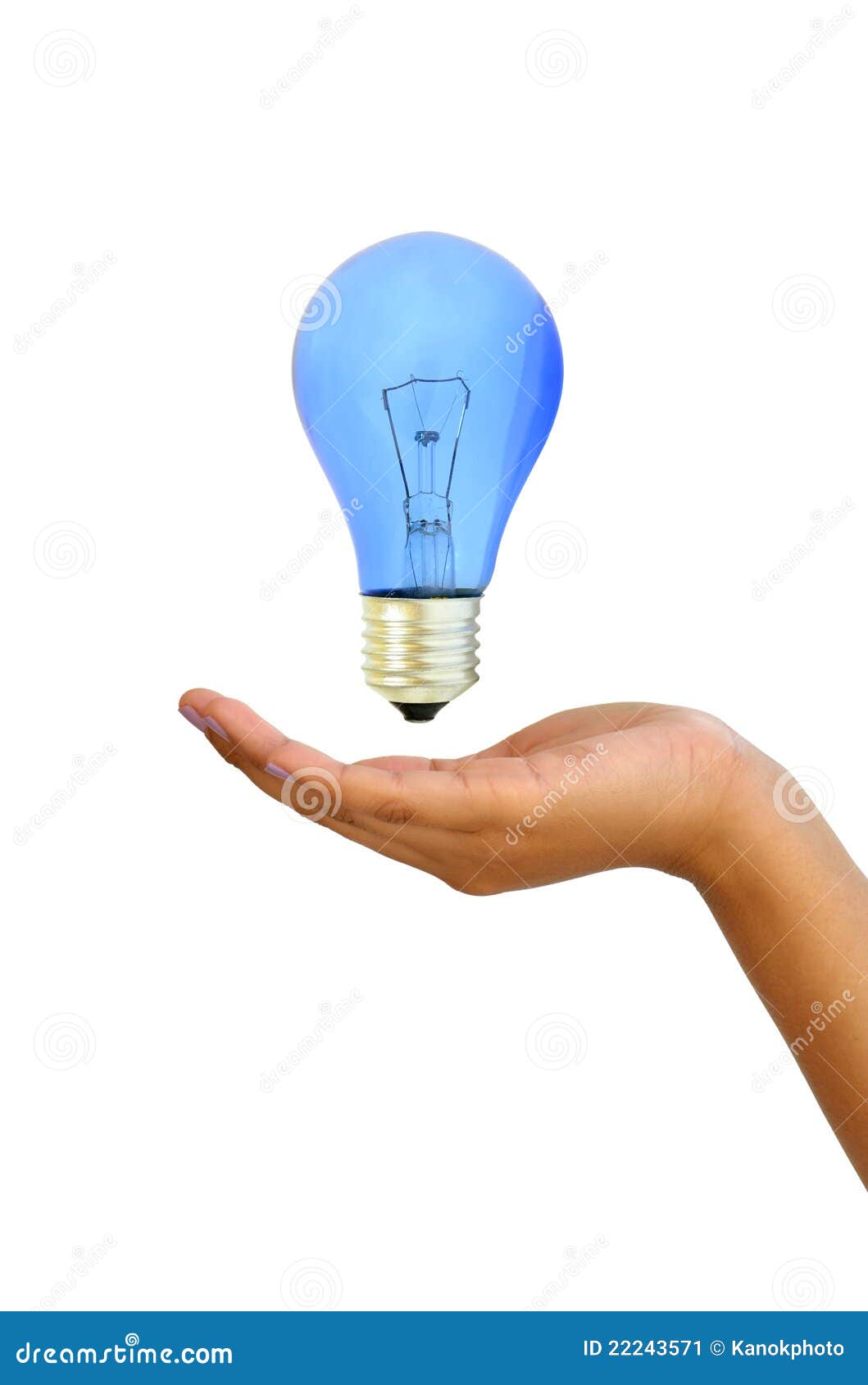 Blue Light bulb in hand stock image. Image of lamp, glass - 22243571