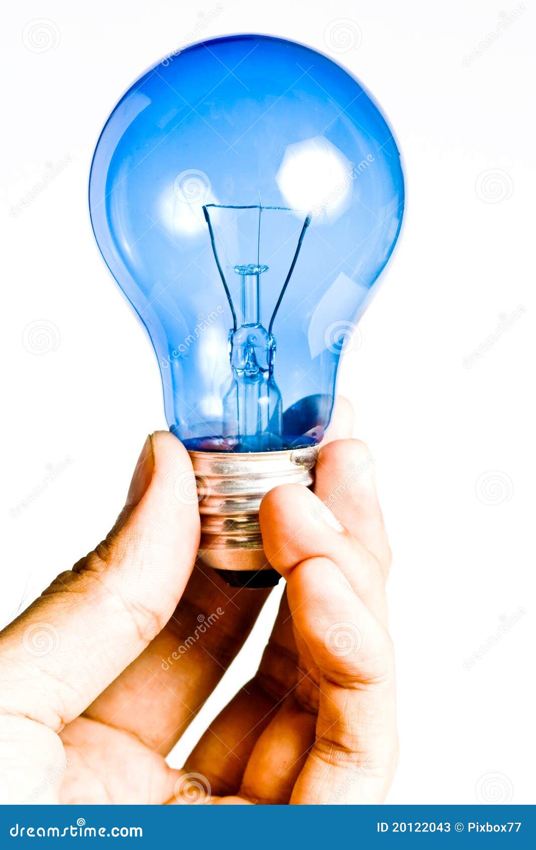Blue Light Bulb in Hand, Isolated Stock Image - Image of carry, power ...